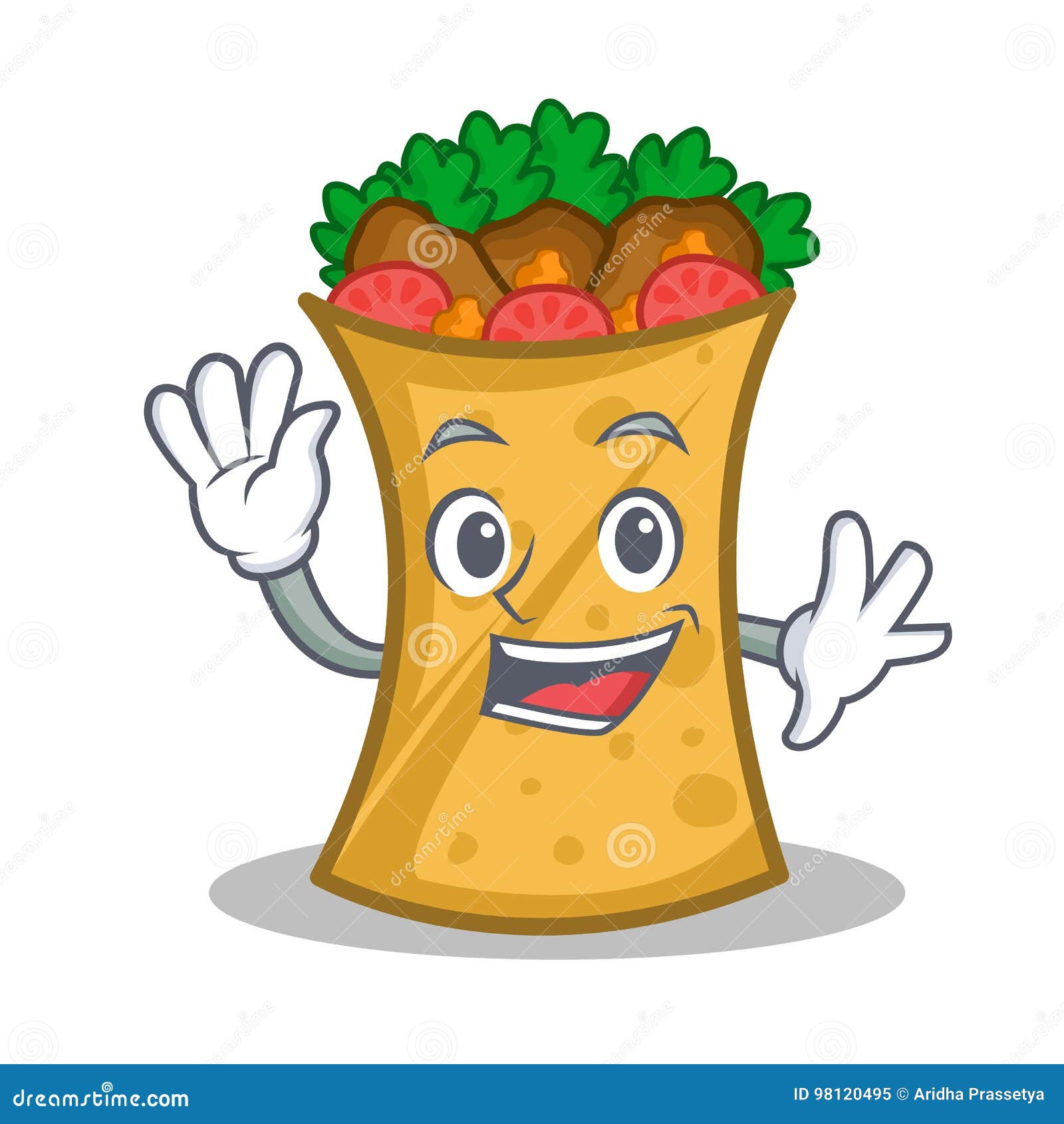 Waving Kebab Wrap Character Cartoon Stock Vector - Illustration of ...