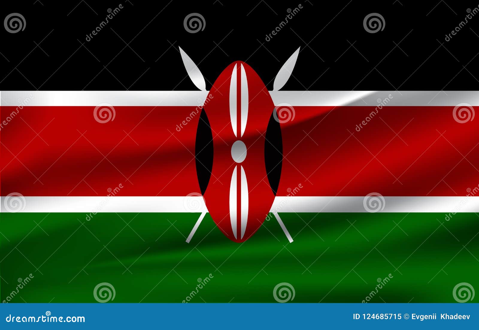 Waving Kenya Flag on a White Background. Stock Illustration ...