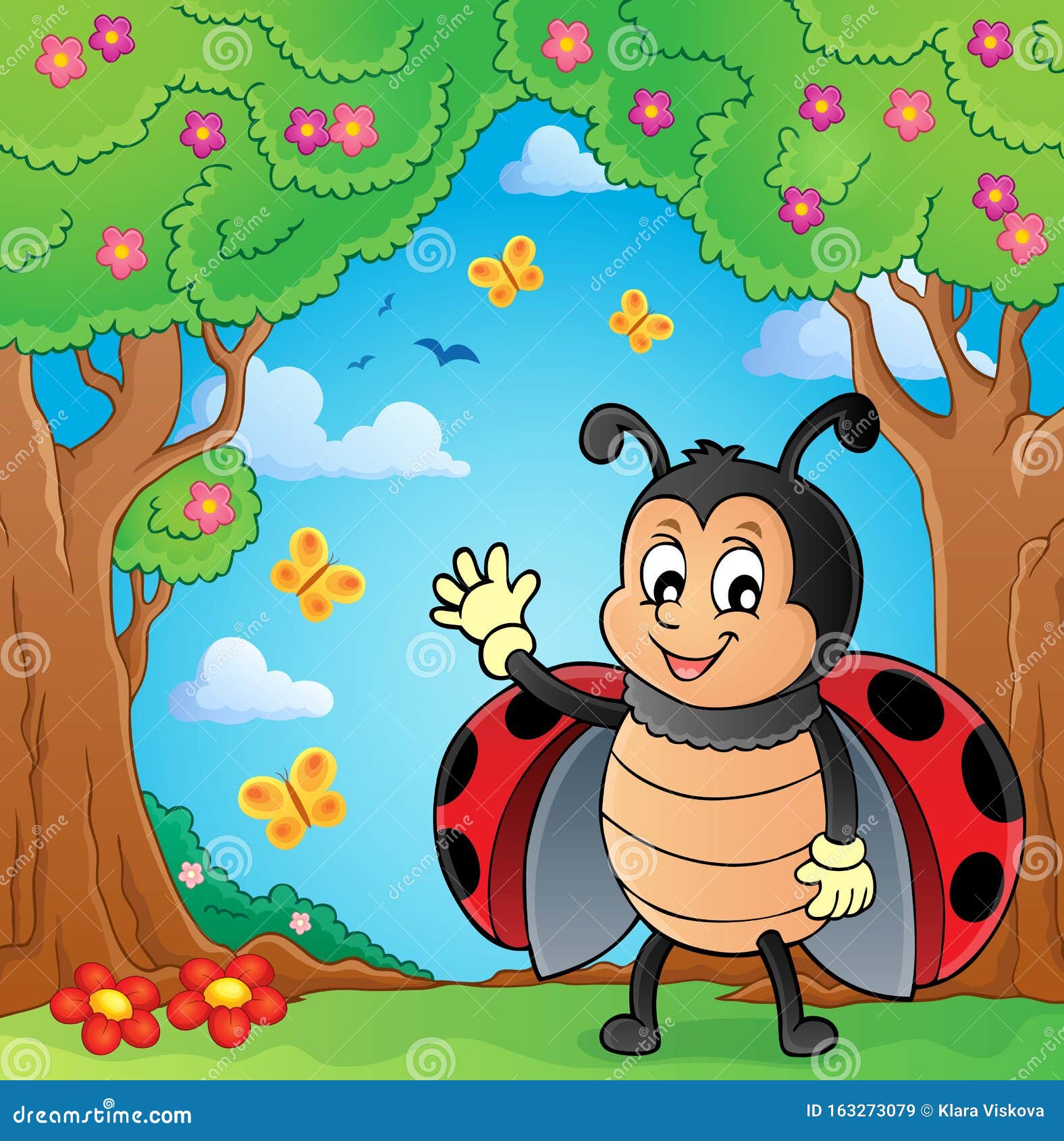 Waving Ladybug Theme Image 4 Stock Vector - Illustration of meadow ...