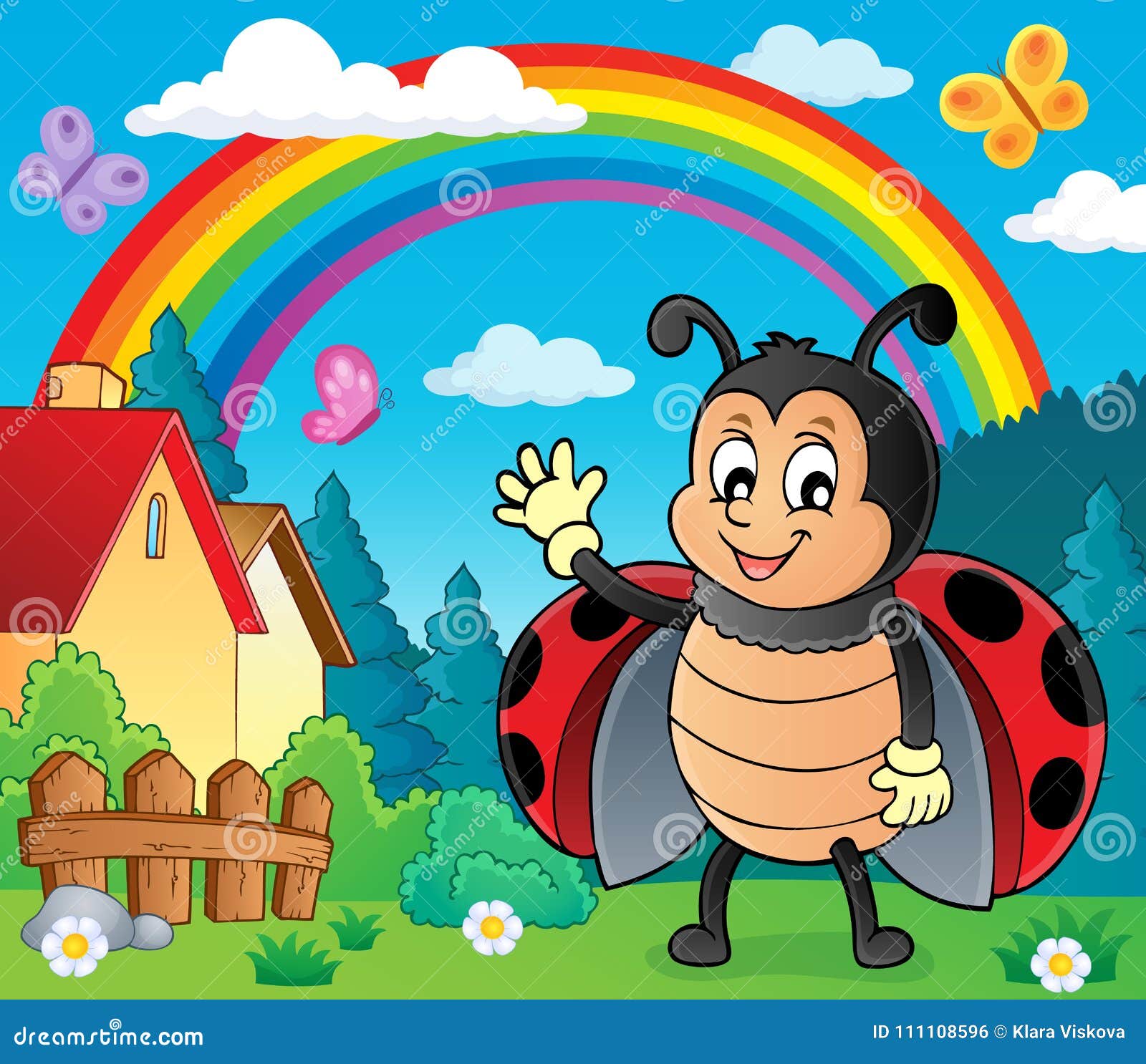 Waving Ladybug Theme Image 3 Stock Vector - Illustration of artwork ...
