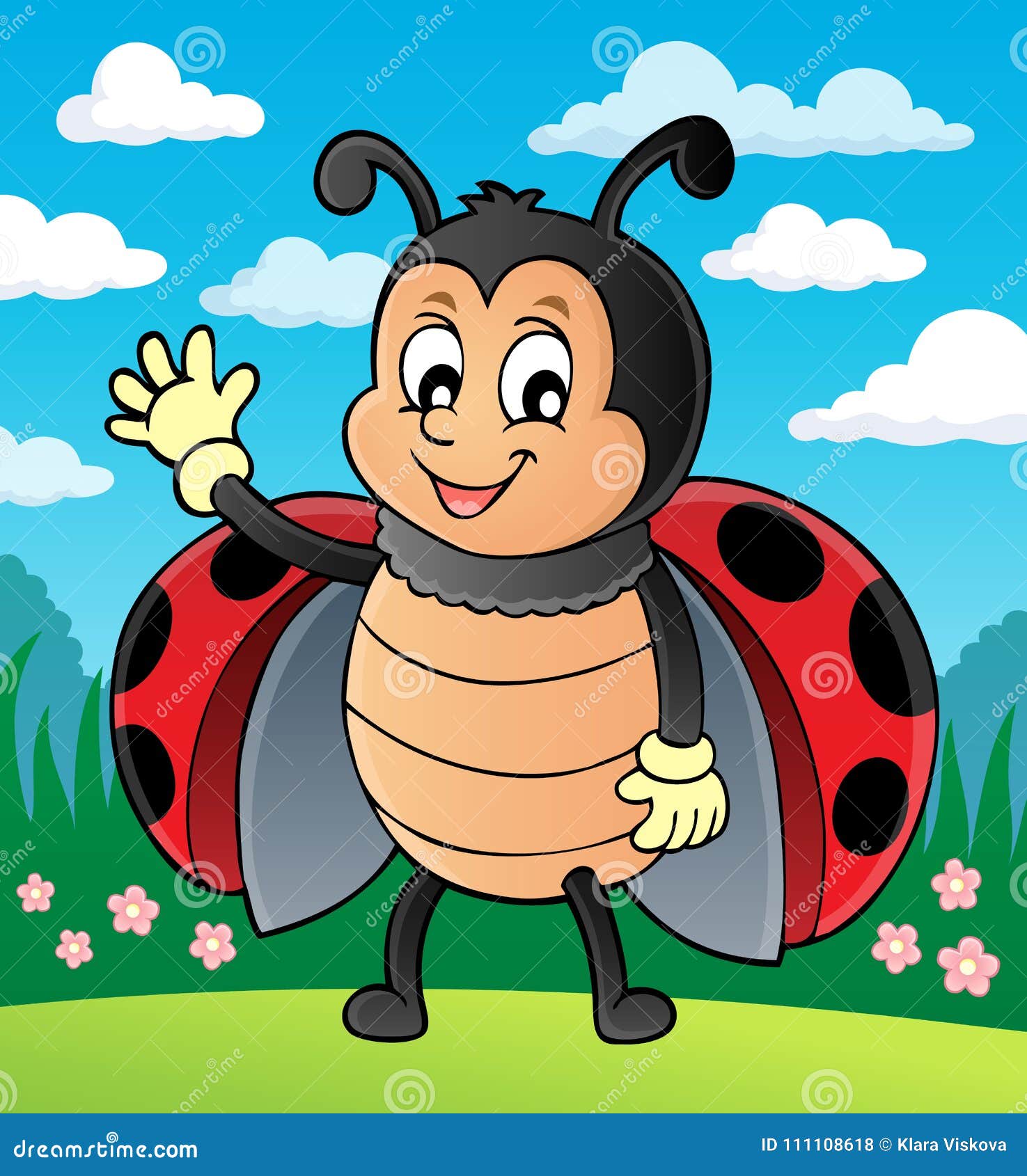 Waving Ladybug Theme Image 2 Stock Vector - Illustration of summer ...