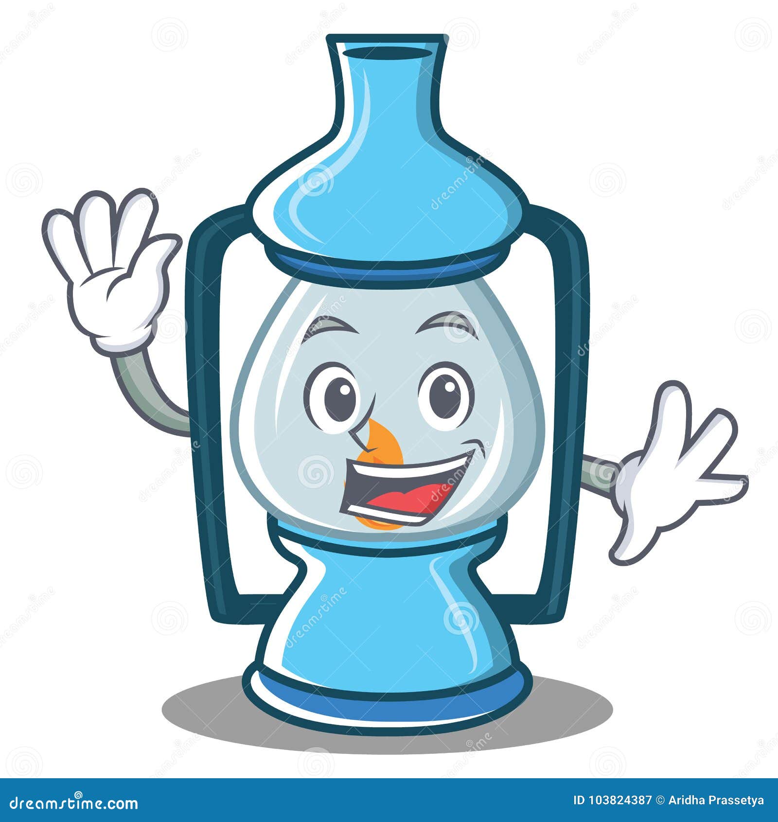 Waving Lantern Character Cartoon Style Stock Vector - Illustration of ...