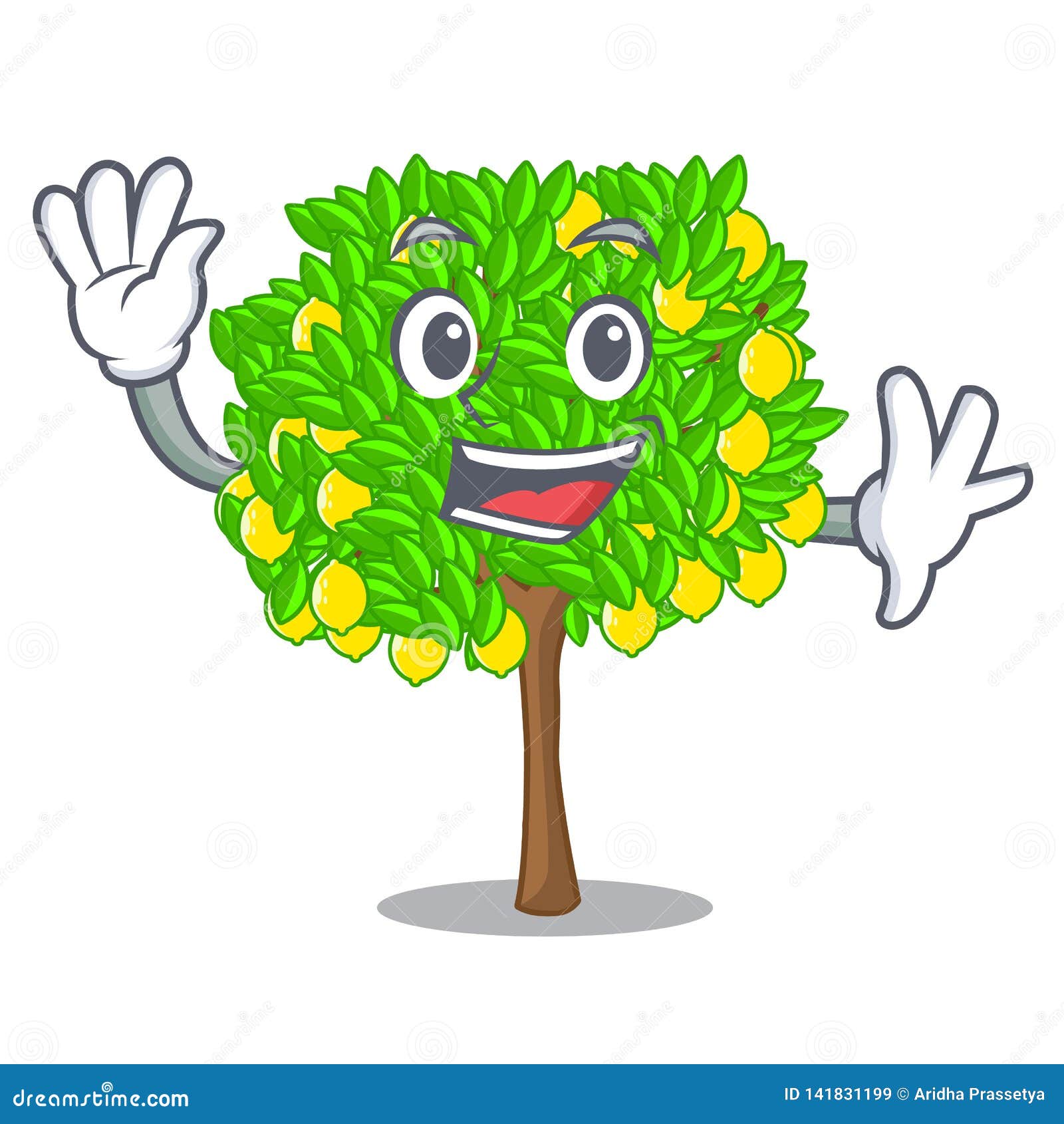 Waving Lemon Tree Isolated with the Mascot Stock Vector - Illustration ...