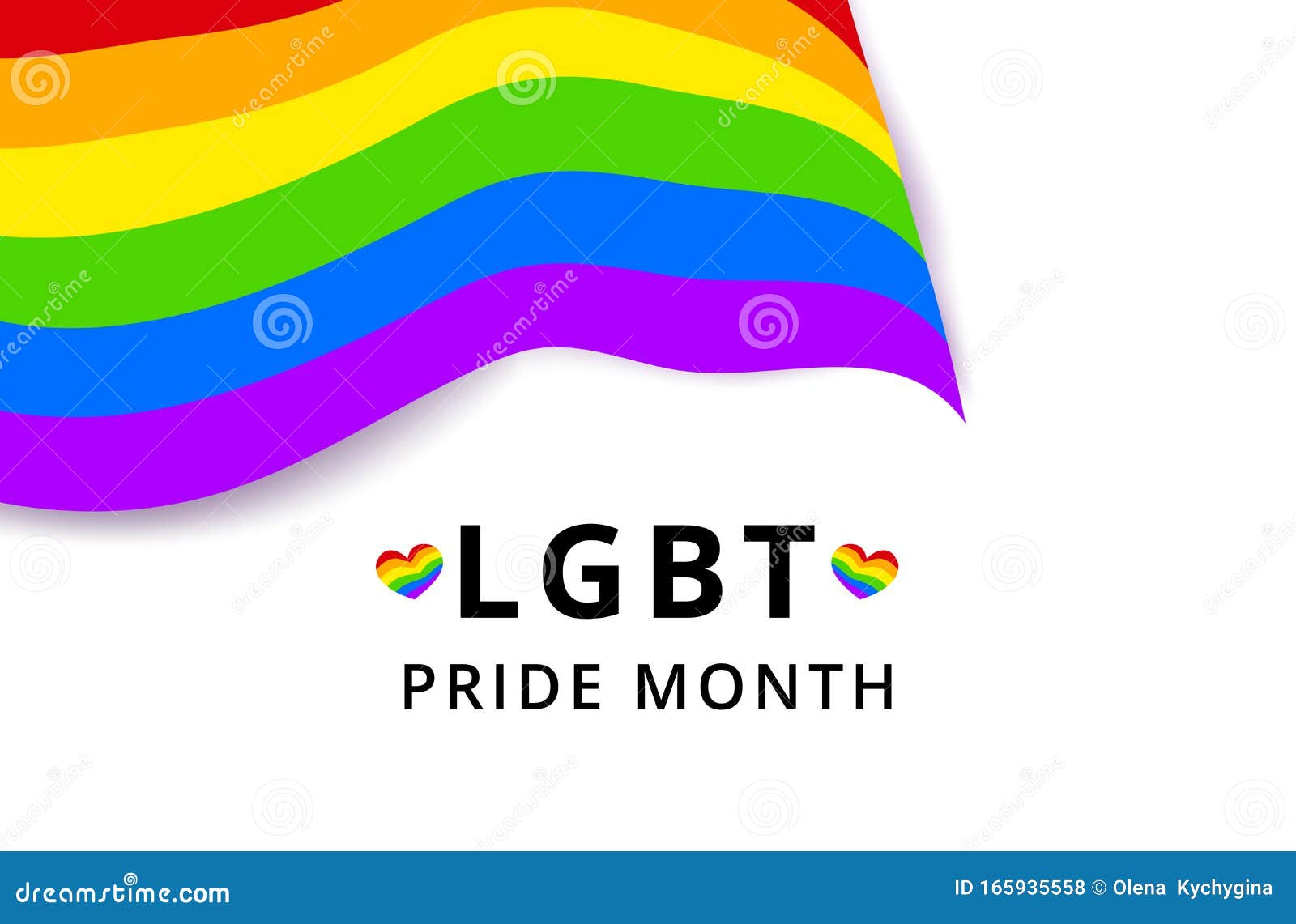Waving Lgbt Rainbow Flag Isolated On White Background With Text And