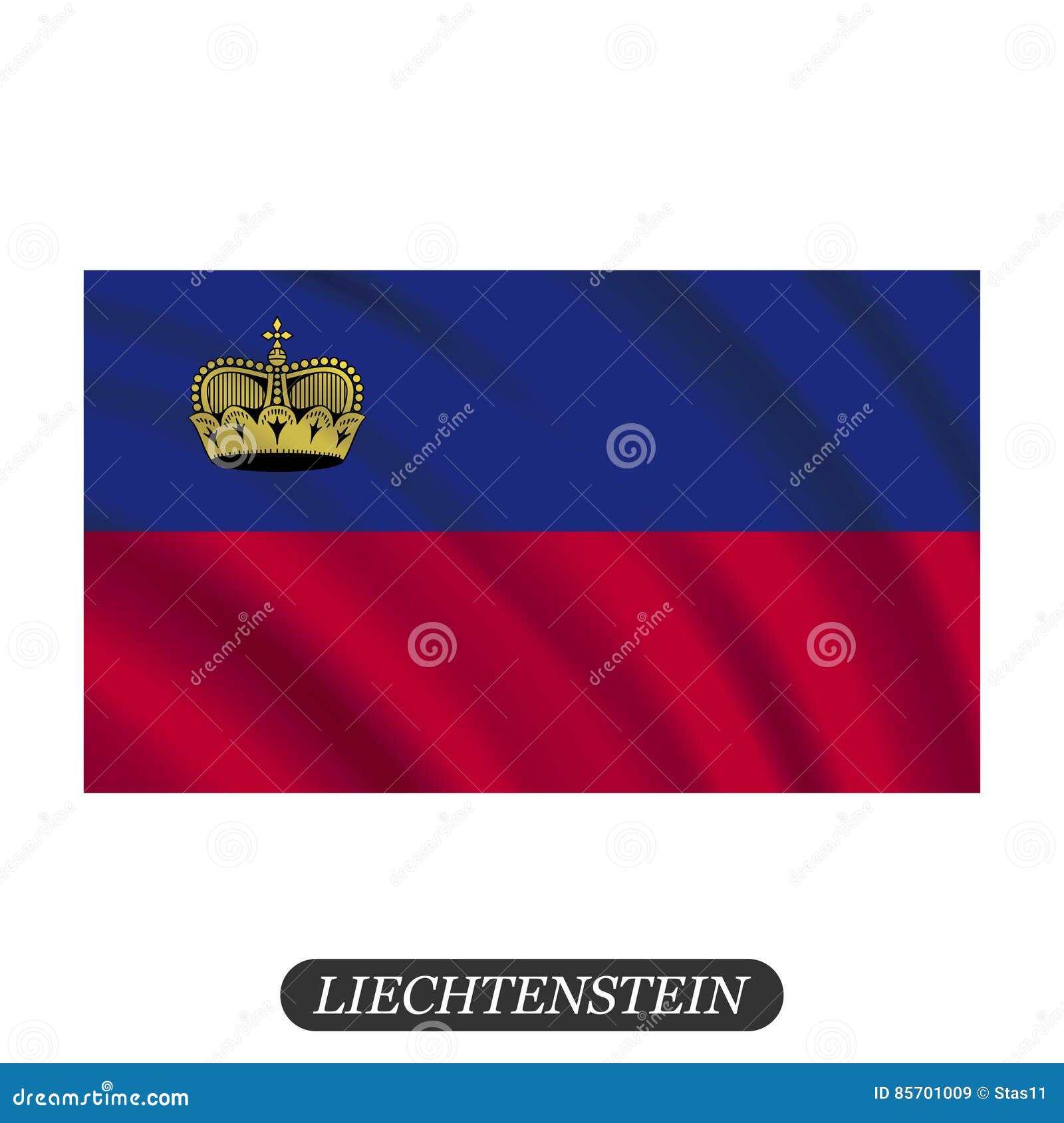 Waving Liechtenstein Flag on a White Background. Vector Illustration ...