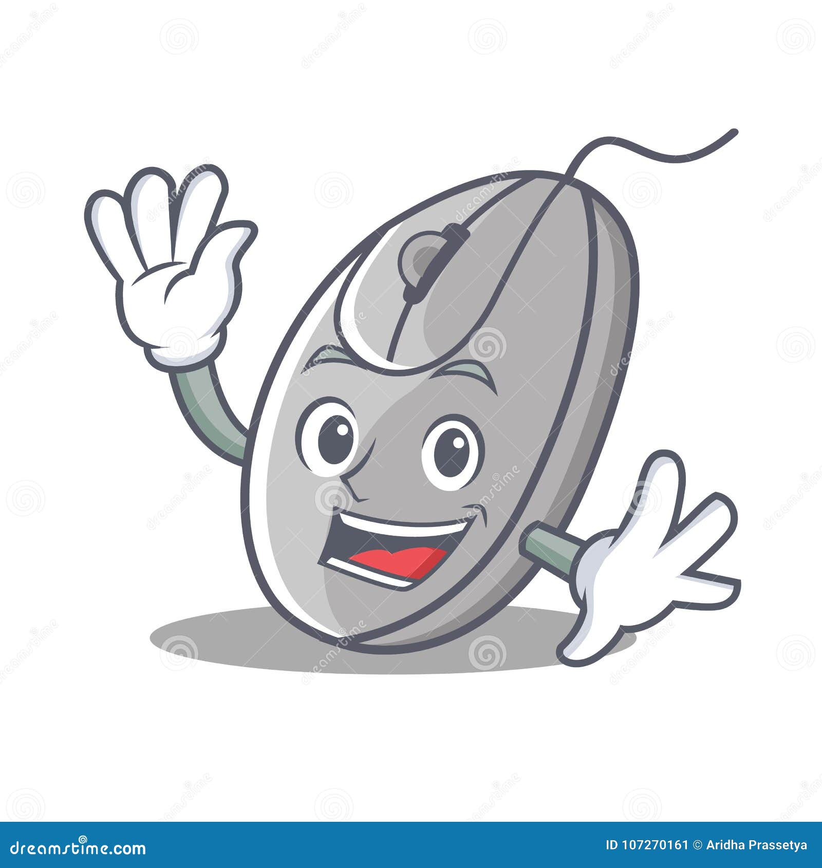 Waving Mouse Character Cartoon Style Stock Vector - Illustration of ...