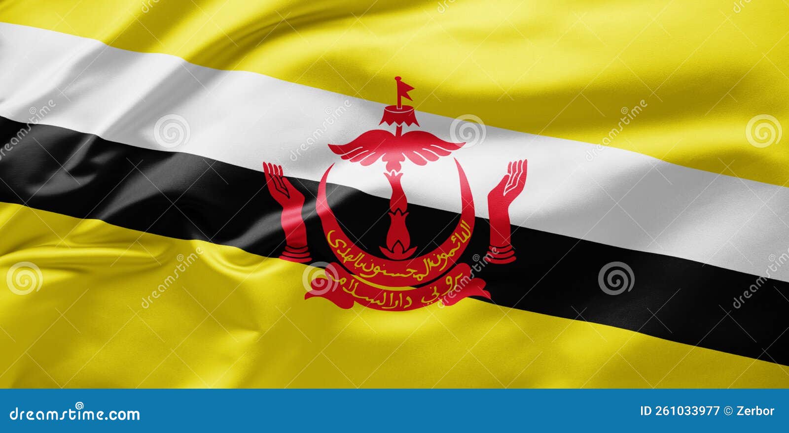 Waving National Flag of Brunei Stock Image - Image of closeup, fabric ...