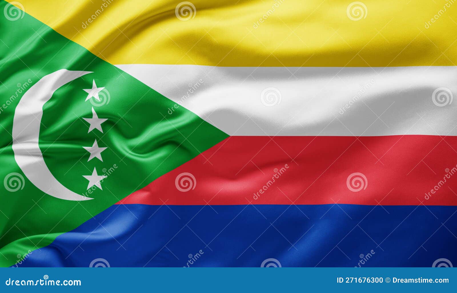 Waving National Flag of Comoros Stock Illustration - Illustration of ...