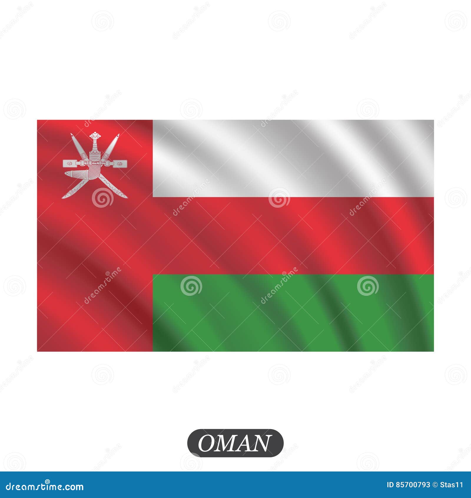 Waving Oman Flag on a White Background. Vector Illustration Stock ...
