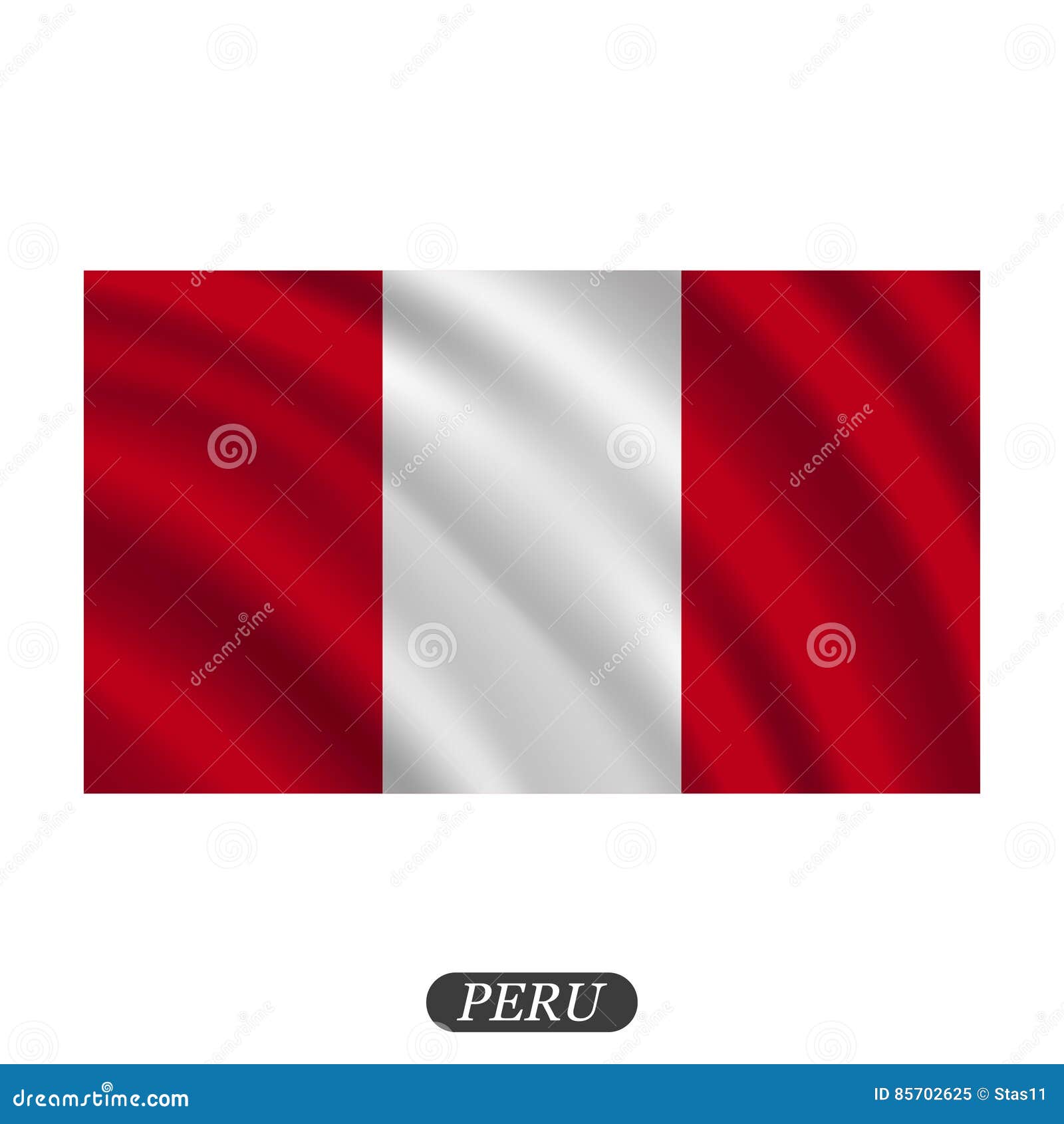 Waving Peru Flag on a White Background. Vector Illustration Stock ...