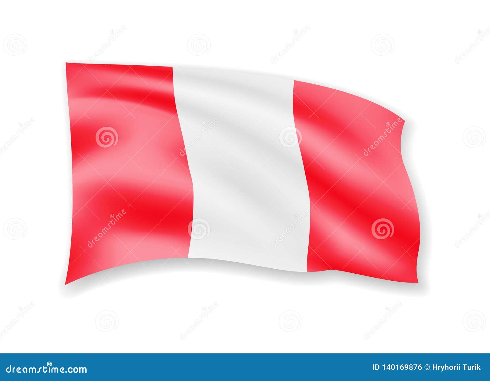 Waving Peru Flag on White. Flag in the Wind. Stock Vector ...