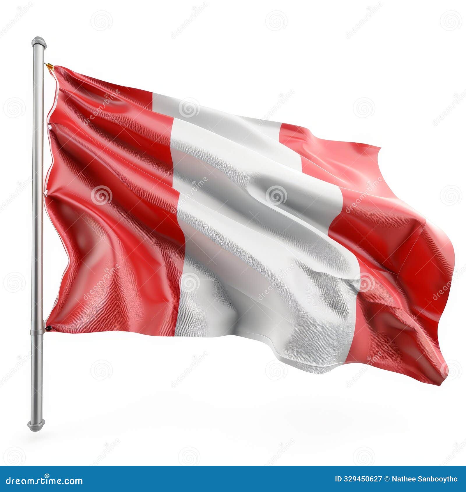 Waving Peruvian National Flag on Pole Stock Illustration - Illustration ...