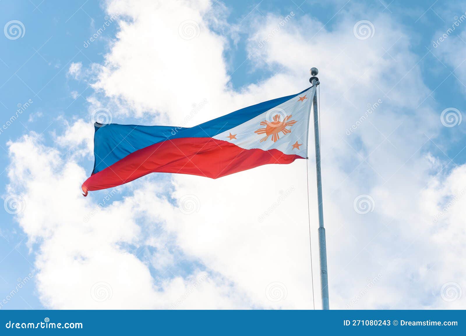Waving Philippine Flag in a Flagpole Stock Image - Image of filipino ...
