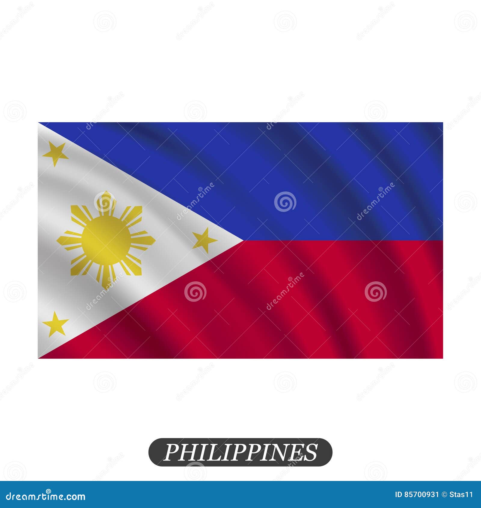 3D Waving Philippines Province Flag Of Batangas Closeup View Royalty ...
