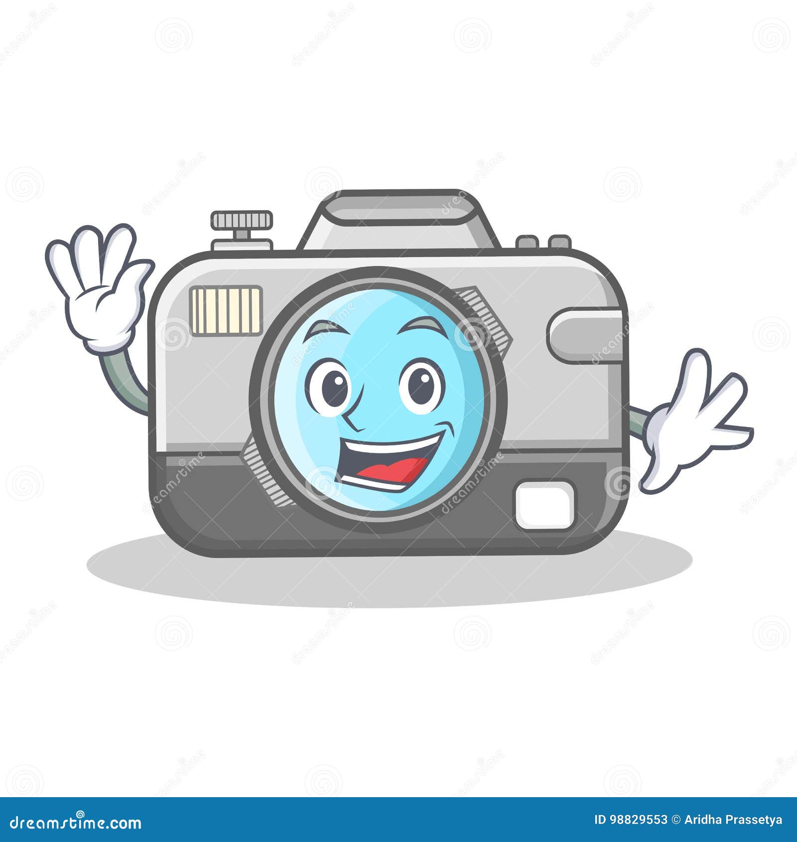 Waving Photo Camera Character Cartoon Stock Vector - Illustration of ...