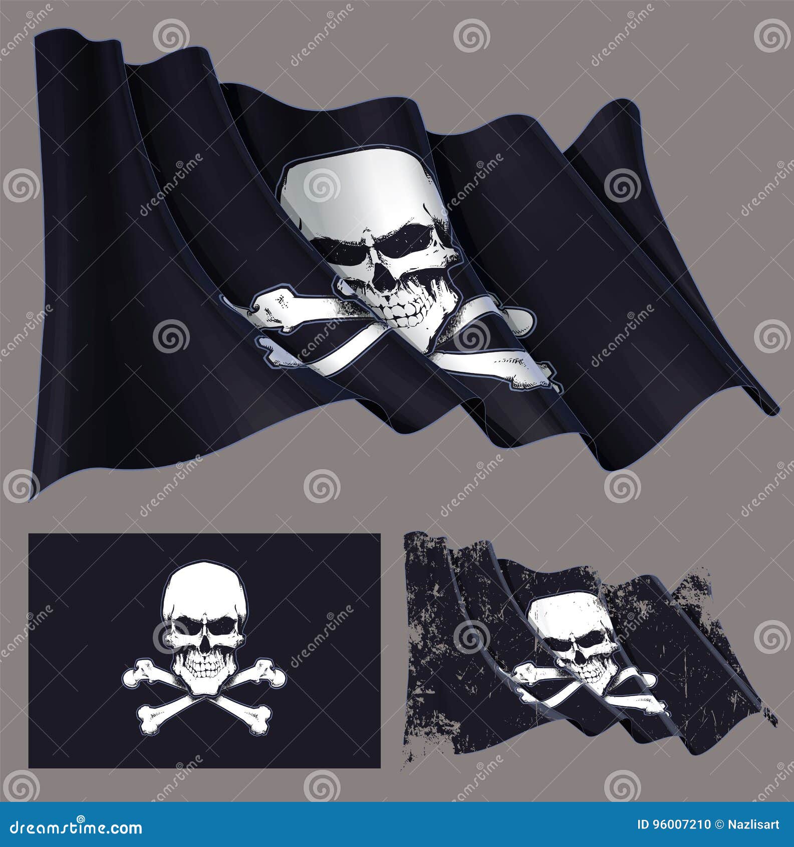 Waving Pirate Flag Skull And Bones Stock Vector Illustration Of