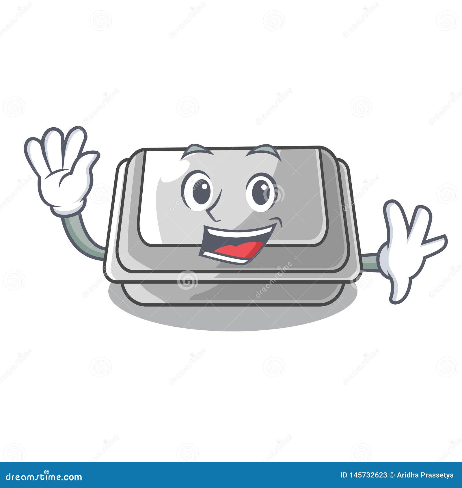 Waving Plastic Box in the Mascot Shape Stock Vector - Illustration of ...
