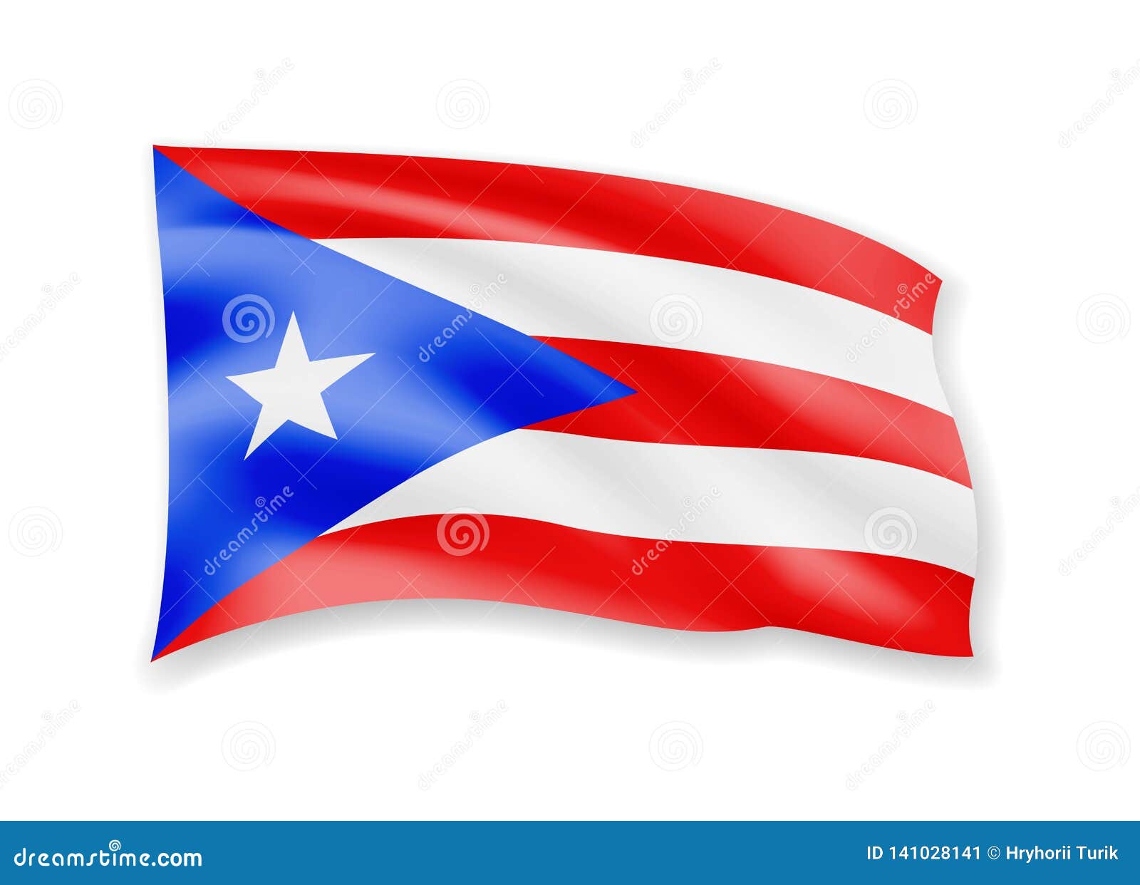 Waving Puerto Rico Flag Isolated On A White Background. Vector ...