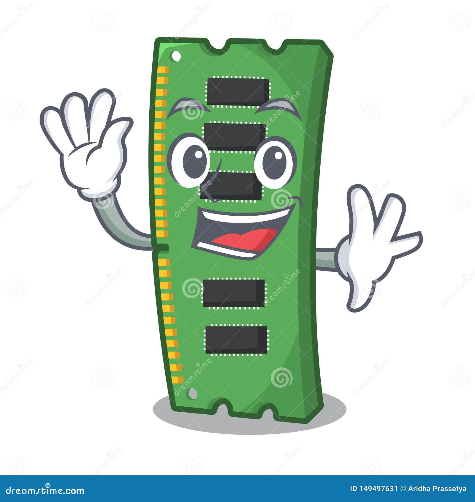 Waving RAM Memory Card the Mascot Shape Stock Vector - Illustration of ...