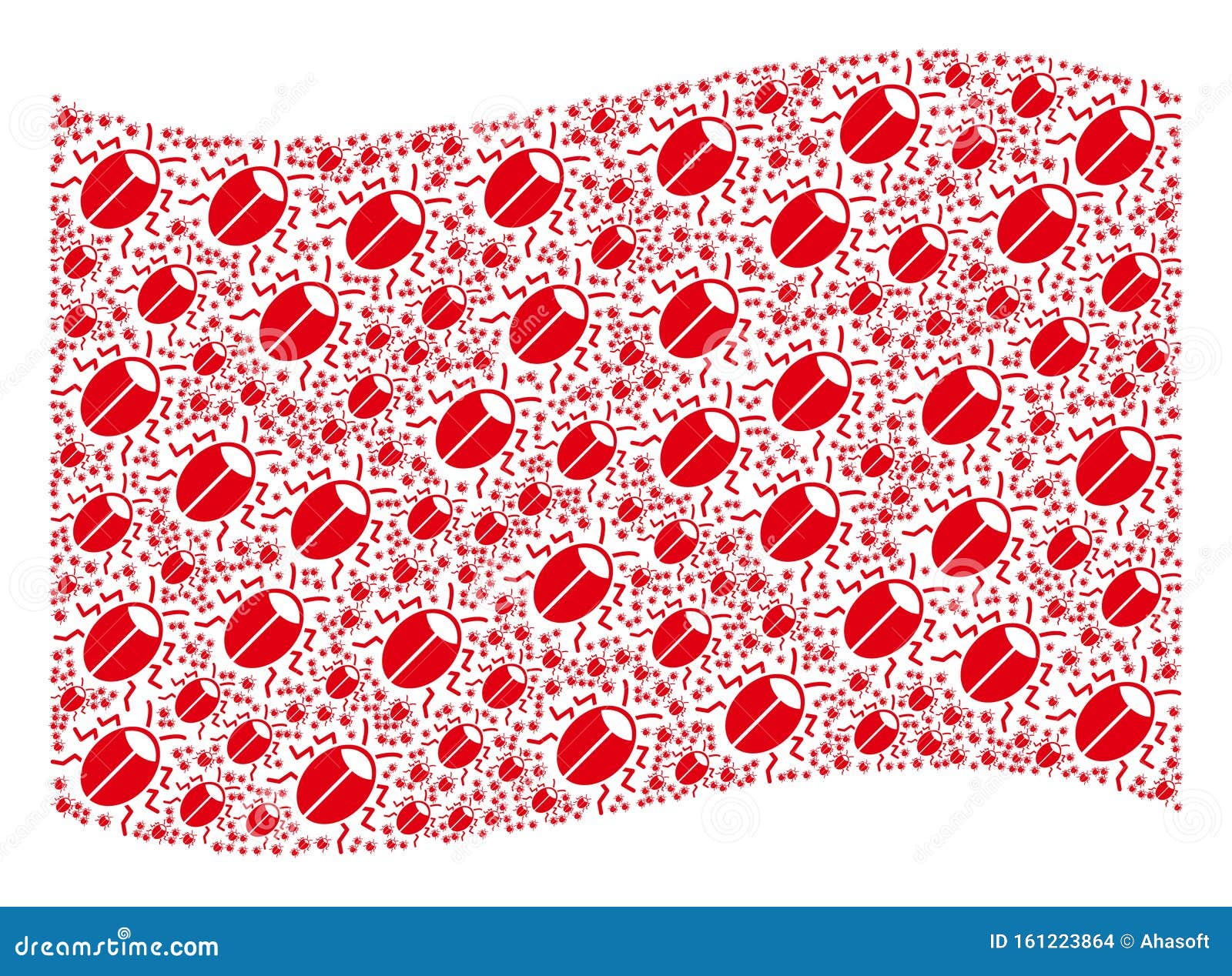 Waving Red Flag Mosaic of Bug Items Stock Vector - Illustration of ...