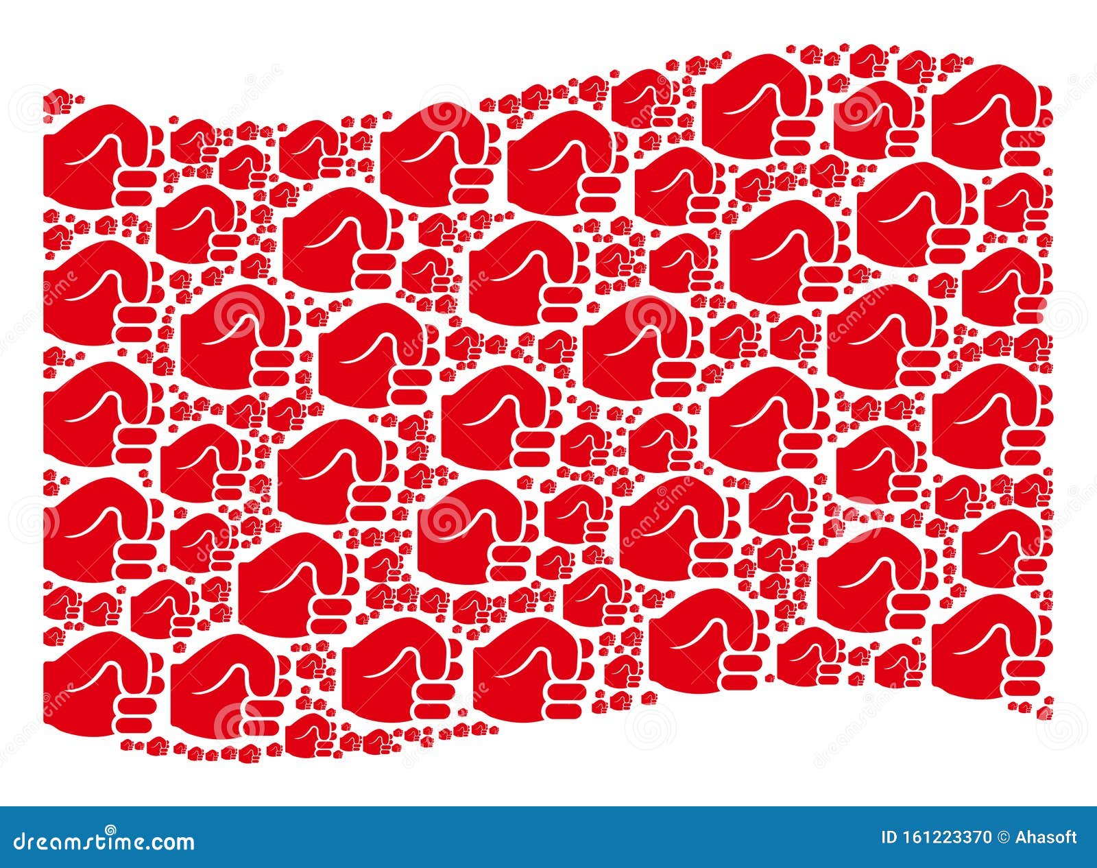 Waving Red Flag Pattern of Fist Items Stock Vector - Illustration of ...