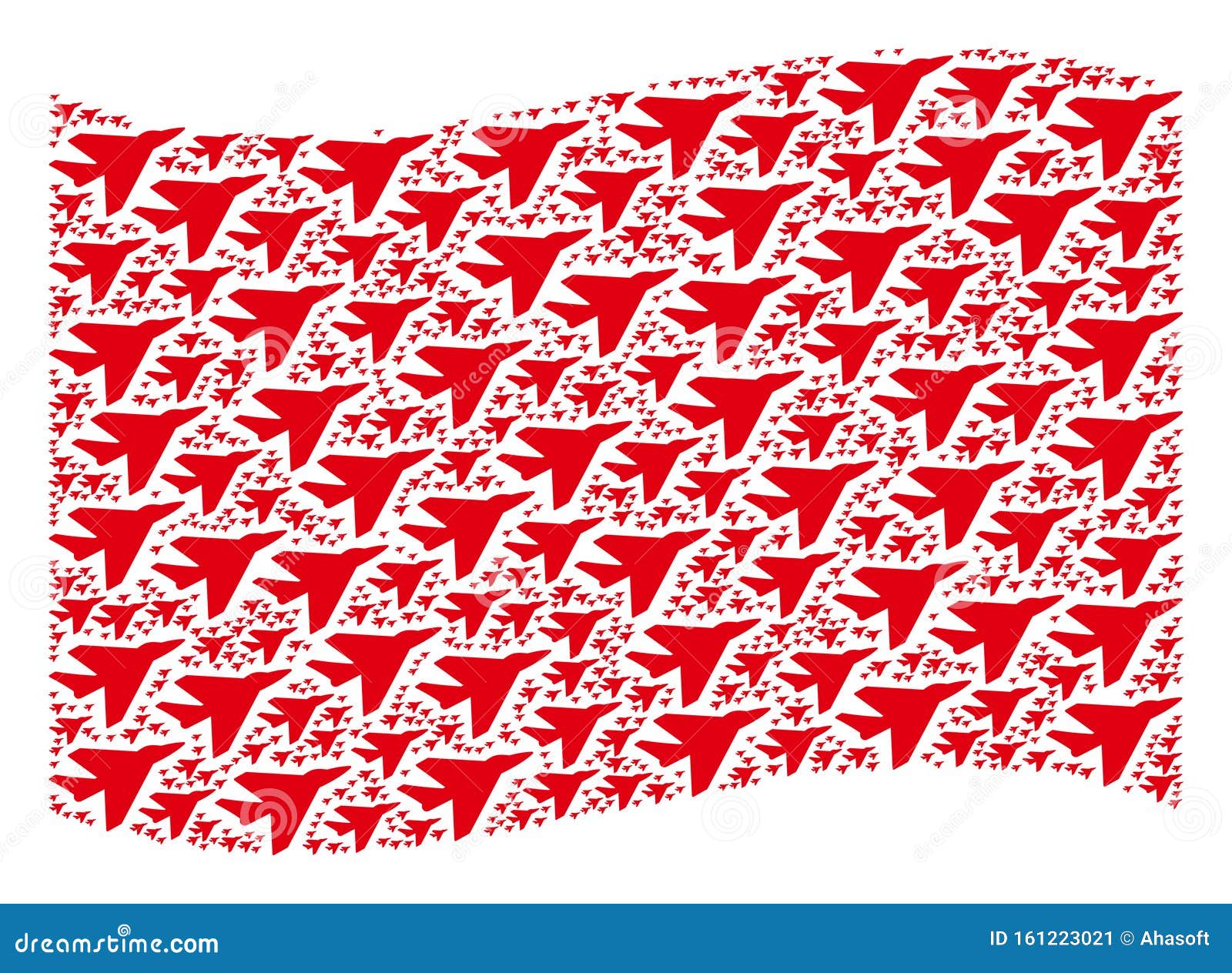 Waving Red Flag Pattern of Airplane Intercepter Icons Stock Vector ...