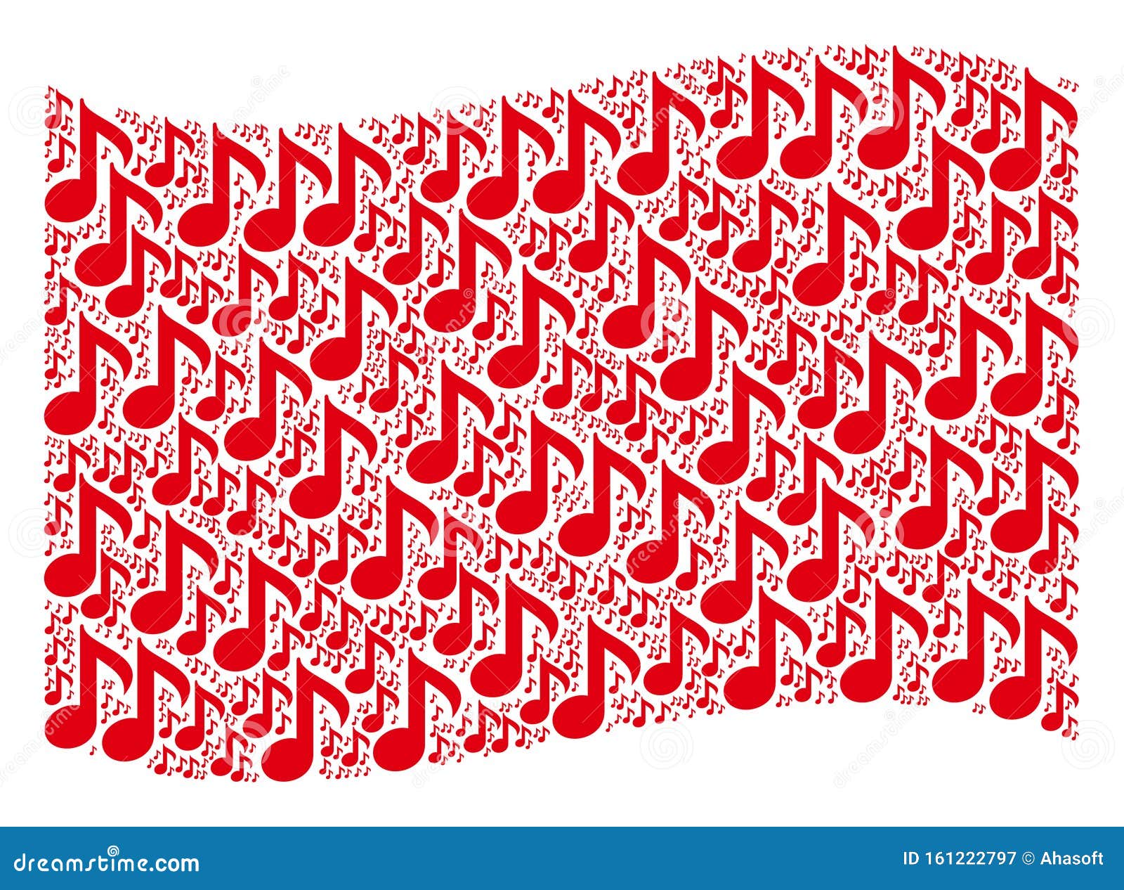 Waving Red Flag Pattern of Musical Note Icons Stock Vector ...