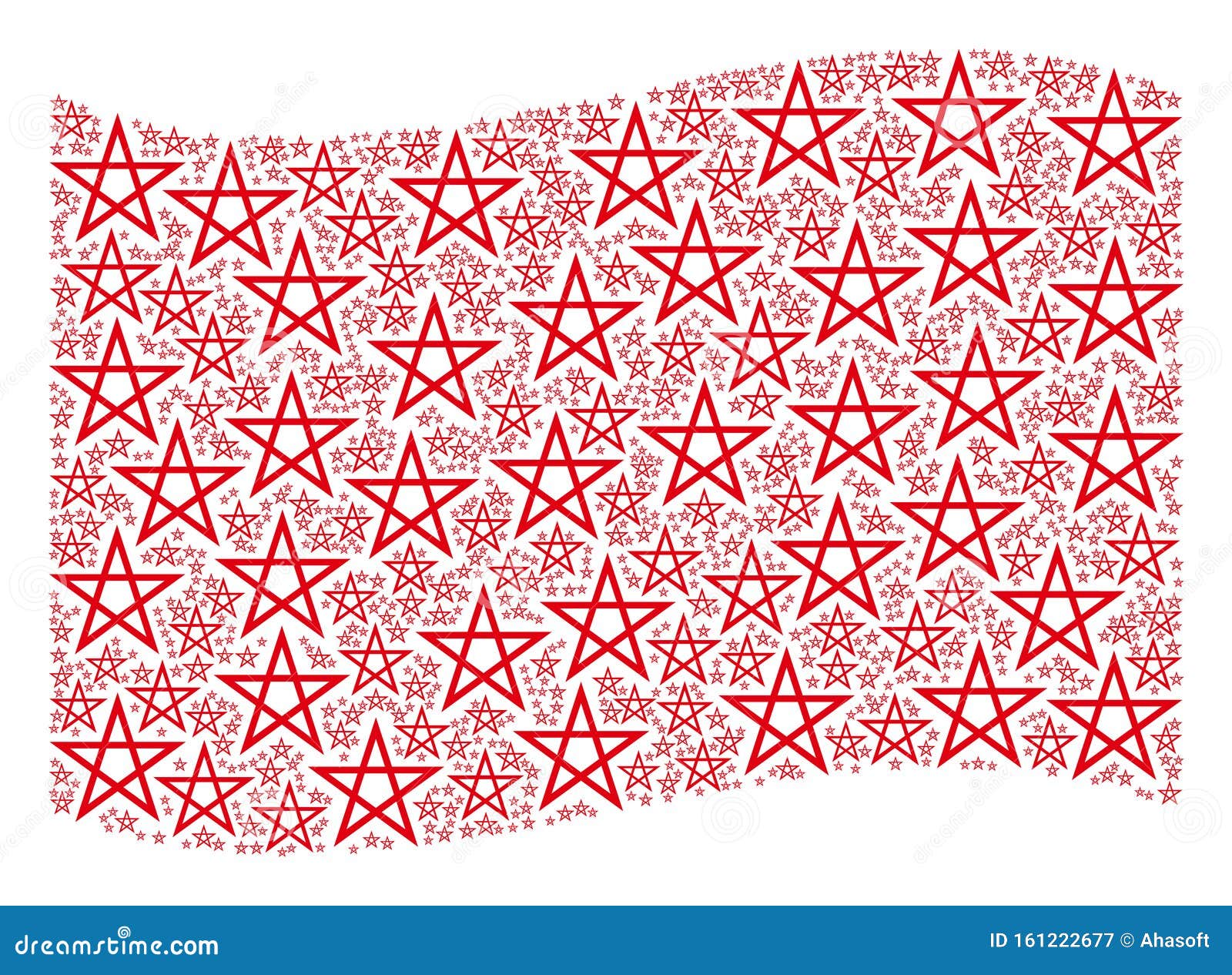 Waving Red Flag Pattern of Star Pentagram Icons Stock Vector ...