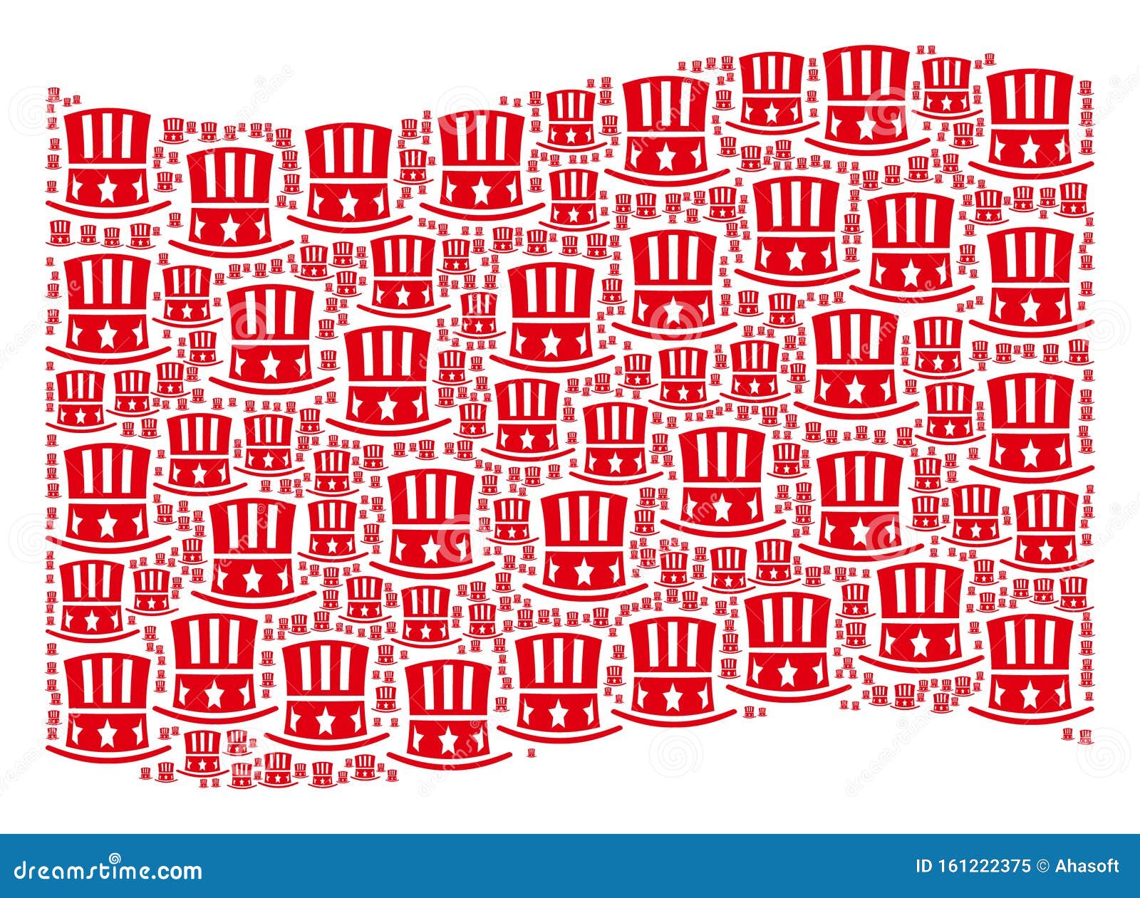 Waving Red Flag Pattern of Uncle Sam Hat Items Stock Vector ...