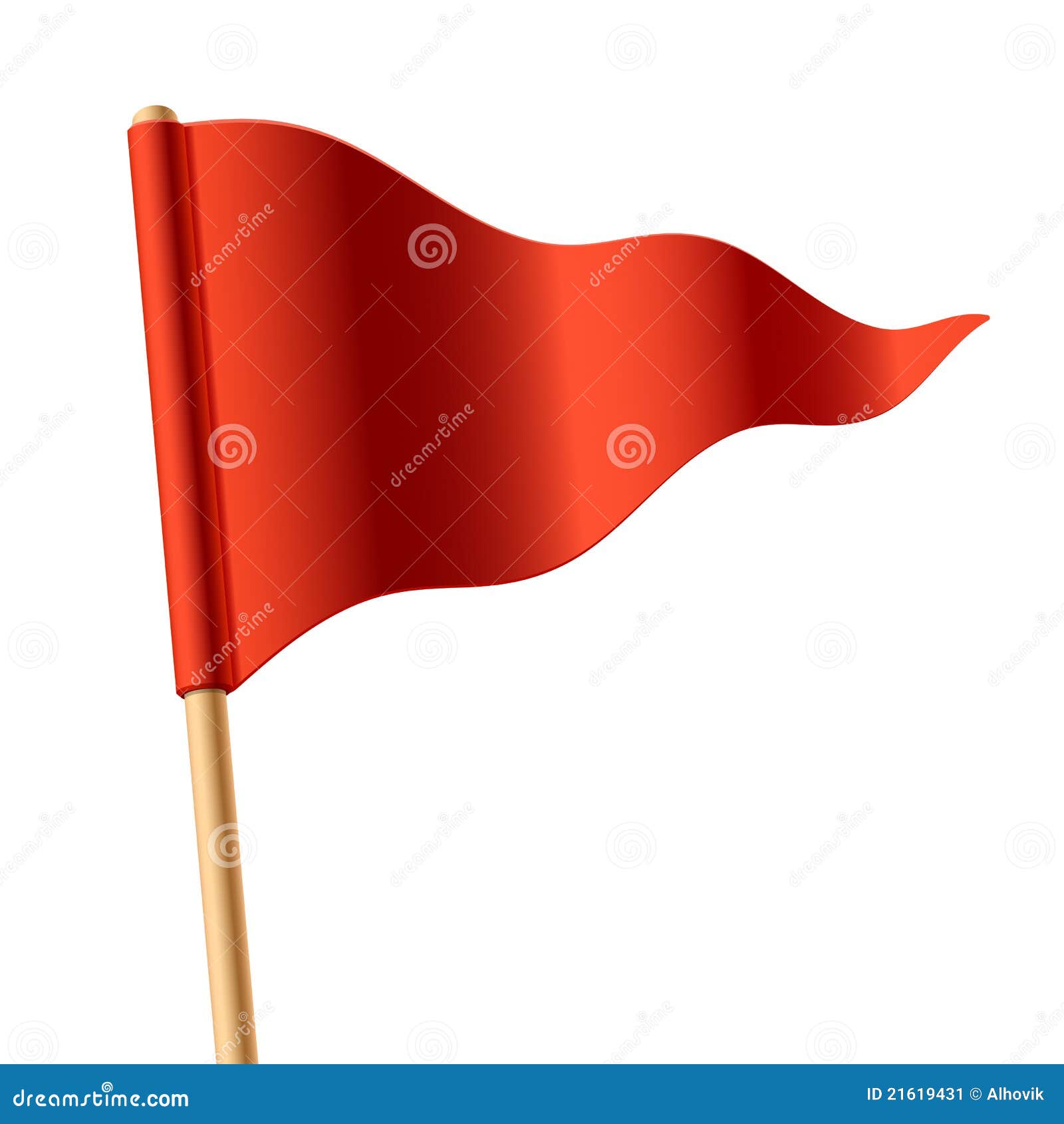 Waving red triangular flag stock vector. Illustration of trigonous ...