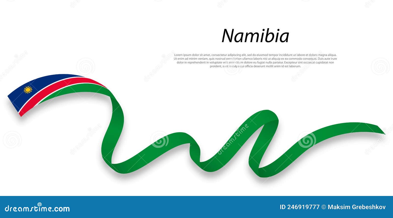 Waving Ribbon Or Banner With Flag Of Namibia Stock Illustration
