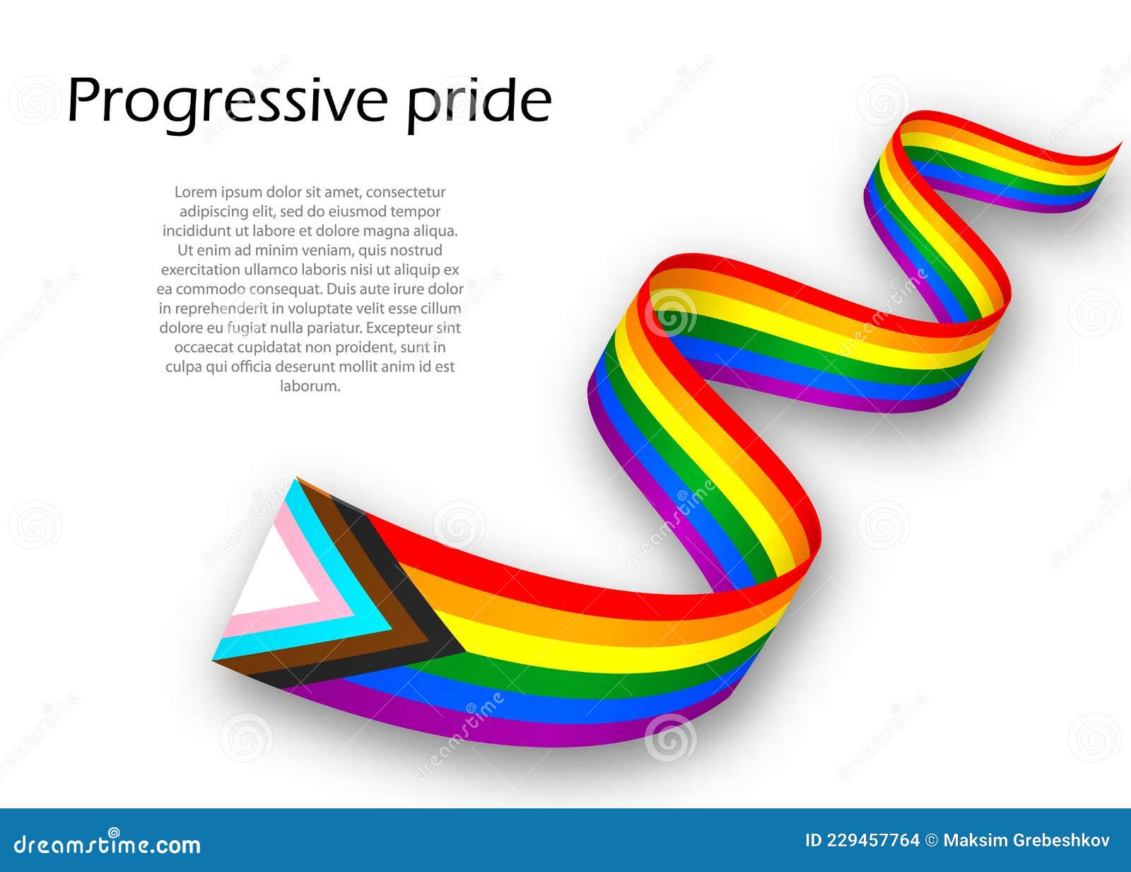 Waving Ribbon or Banner with Progressive Pride Flag Stock Vector ...