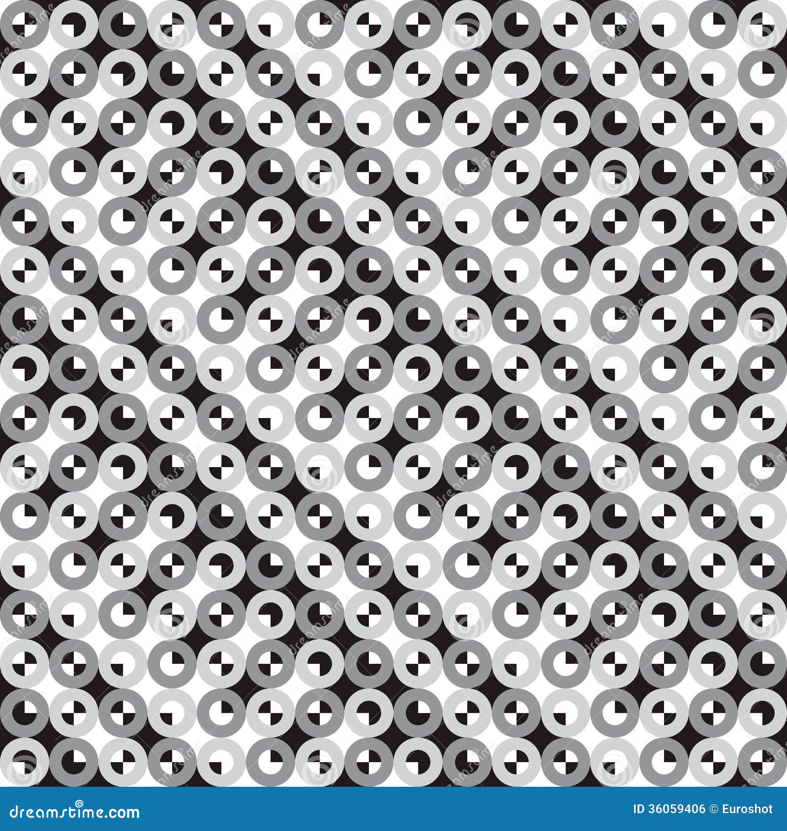 Waving Rings, Black and White Optical Illusion, Vector Seamless Stock ...