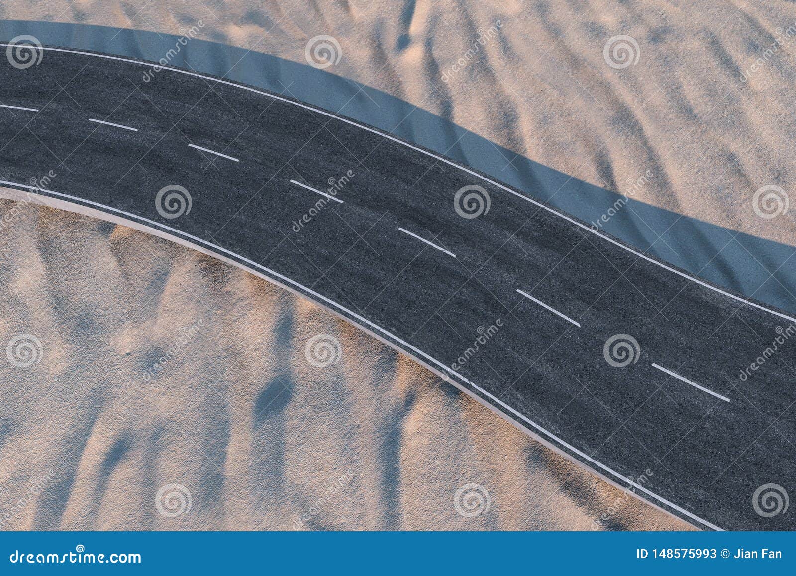 The Waving Road in the Desert, 3d Rendering Stock Illustration ...