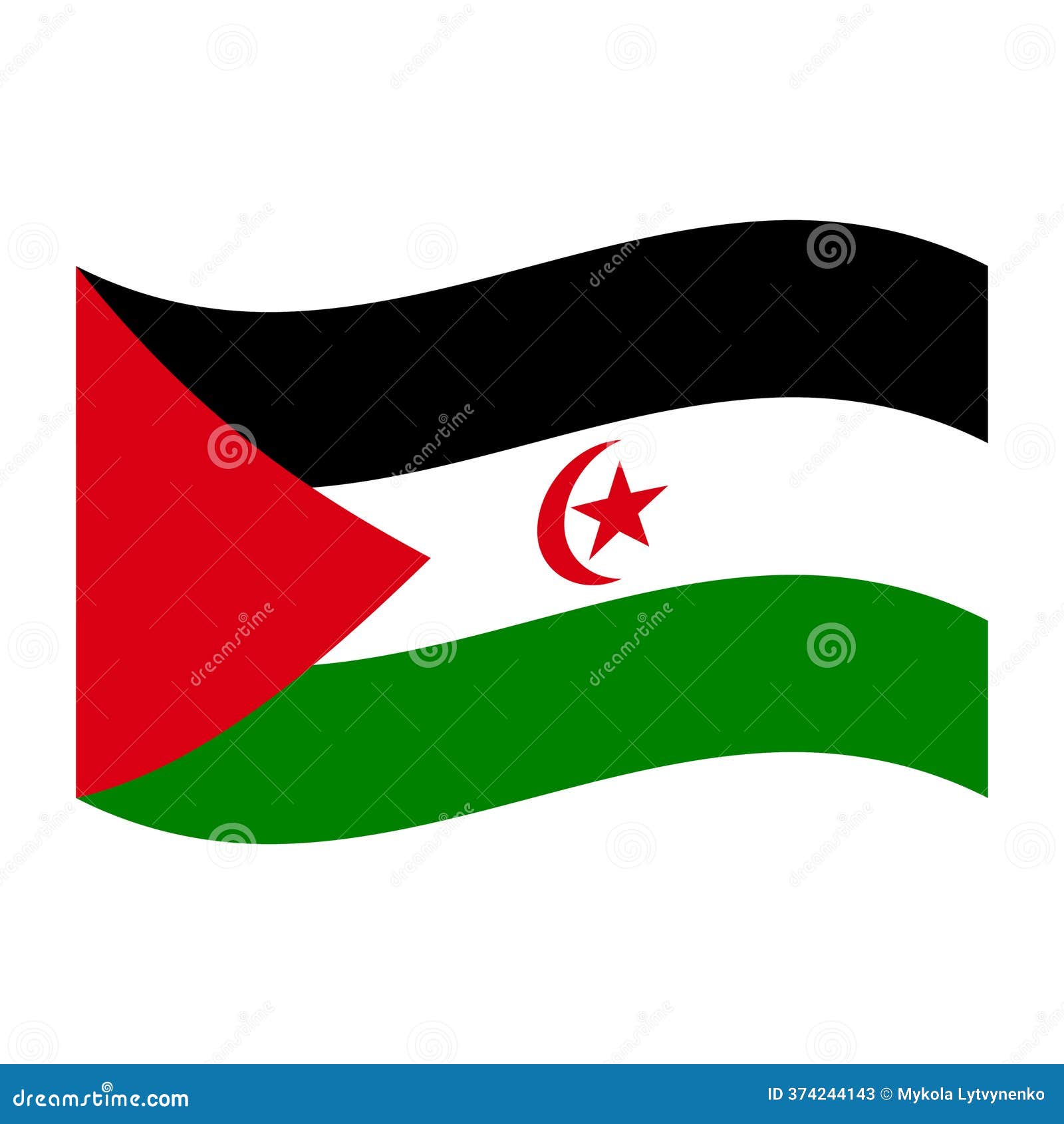Sahrawi Republic, Western Sahara Official Waving Flag, Africa Vector ...