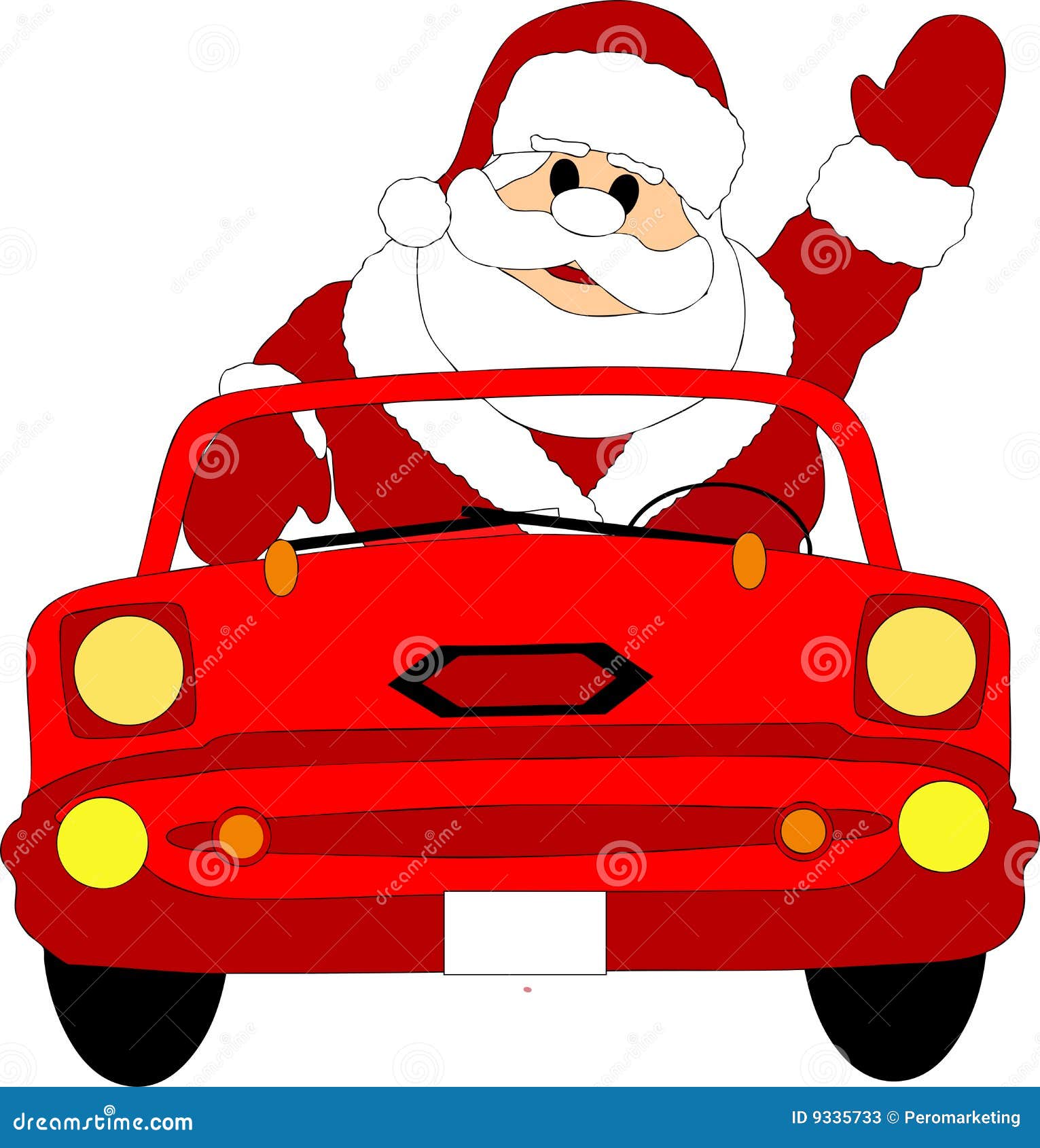 Waving Santa Claus in car stock vector. Illustration of automobile ...