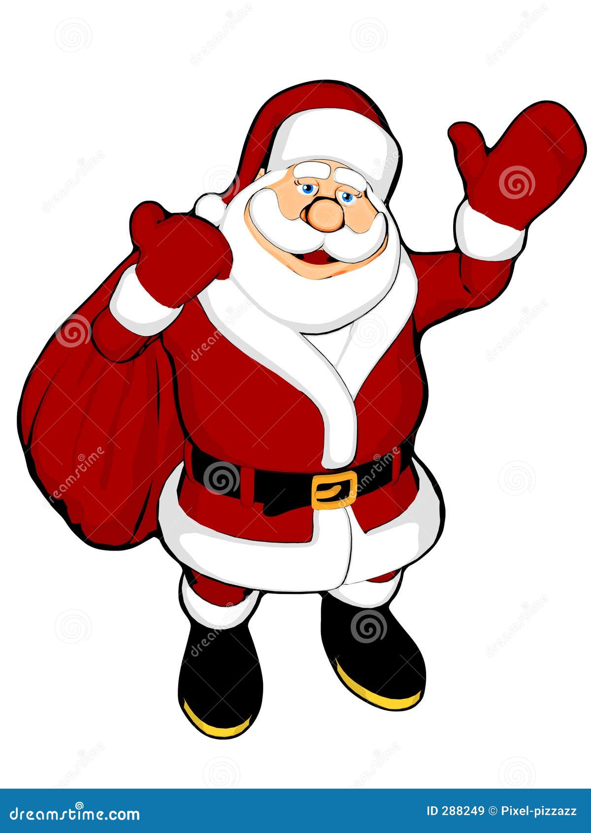Waving Santa with Sack stock illustration. Illustration of holiday - 288249