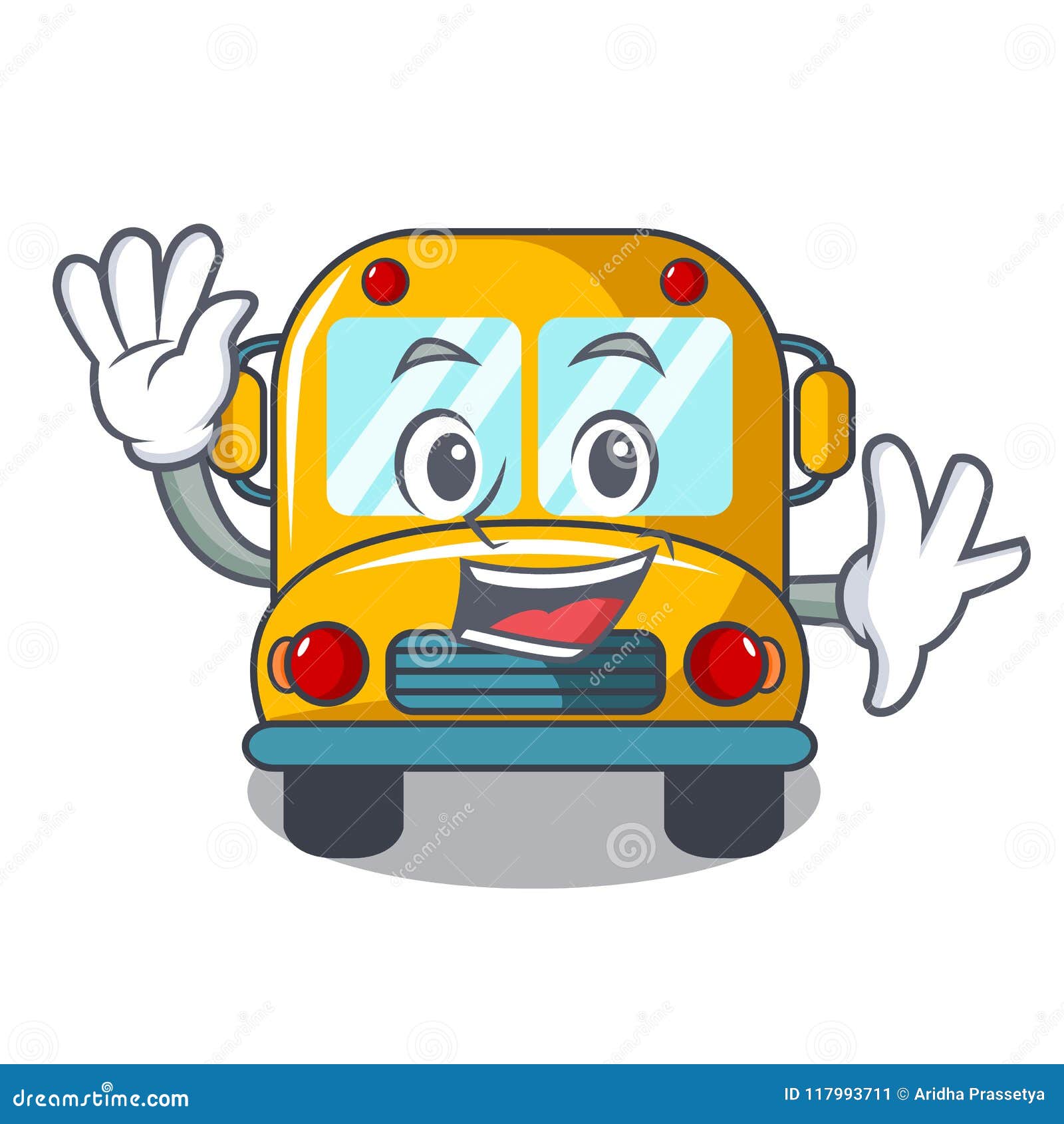 Waving School Bus Character Cartoon Stock Vector - Illustration of ...