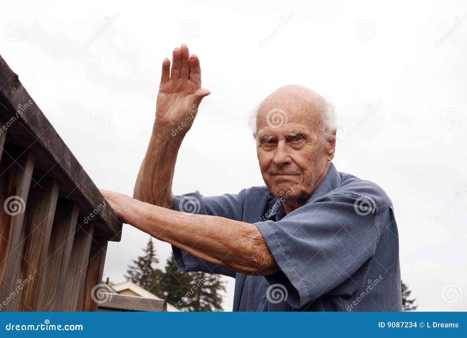 Waving Senior Neighbor Outdoors Stock Photo - Image of american ...
