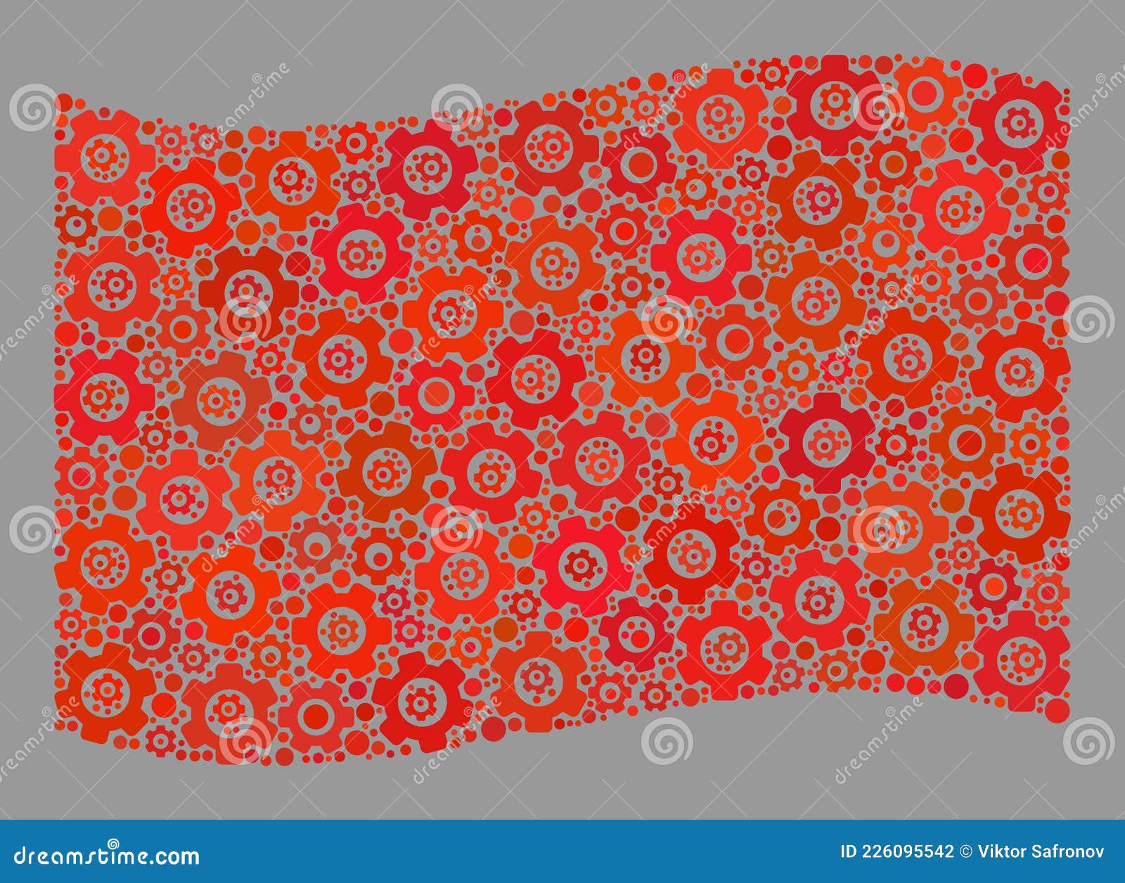 Waving Service Red Flag - Mosaic with Gear Elements Stock Vector ...