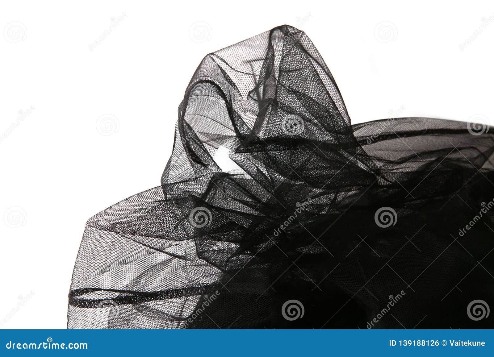 Abstract Composition of Black Tulle Material Isolated on White ...