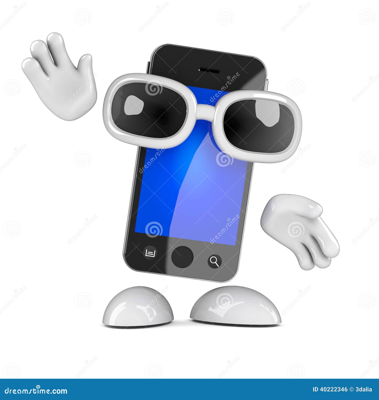 Waving smartphone stock illustration. Illustration of greeting - 40222346