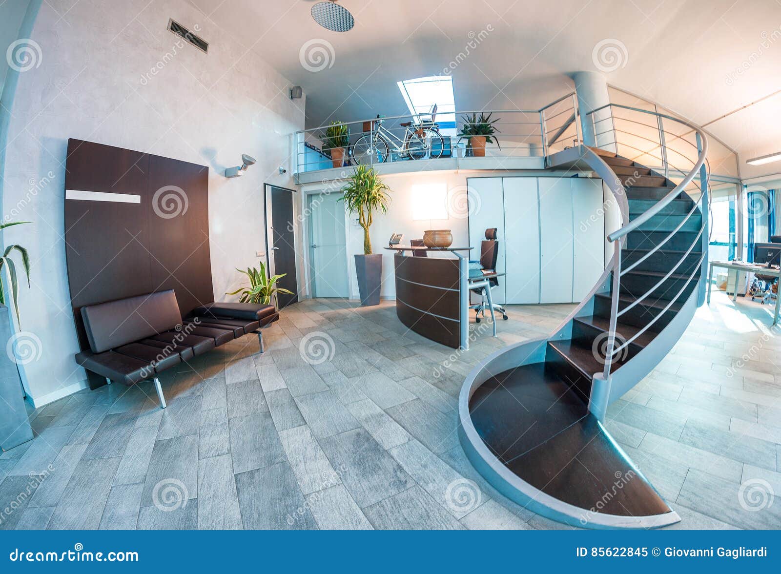 Waving Staircase Inside Modern Office Interior Stock Image - Image of ...