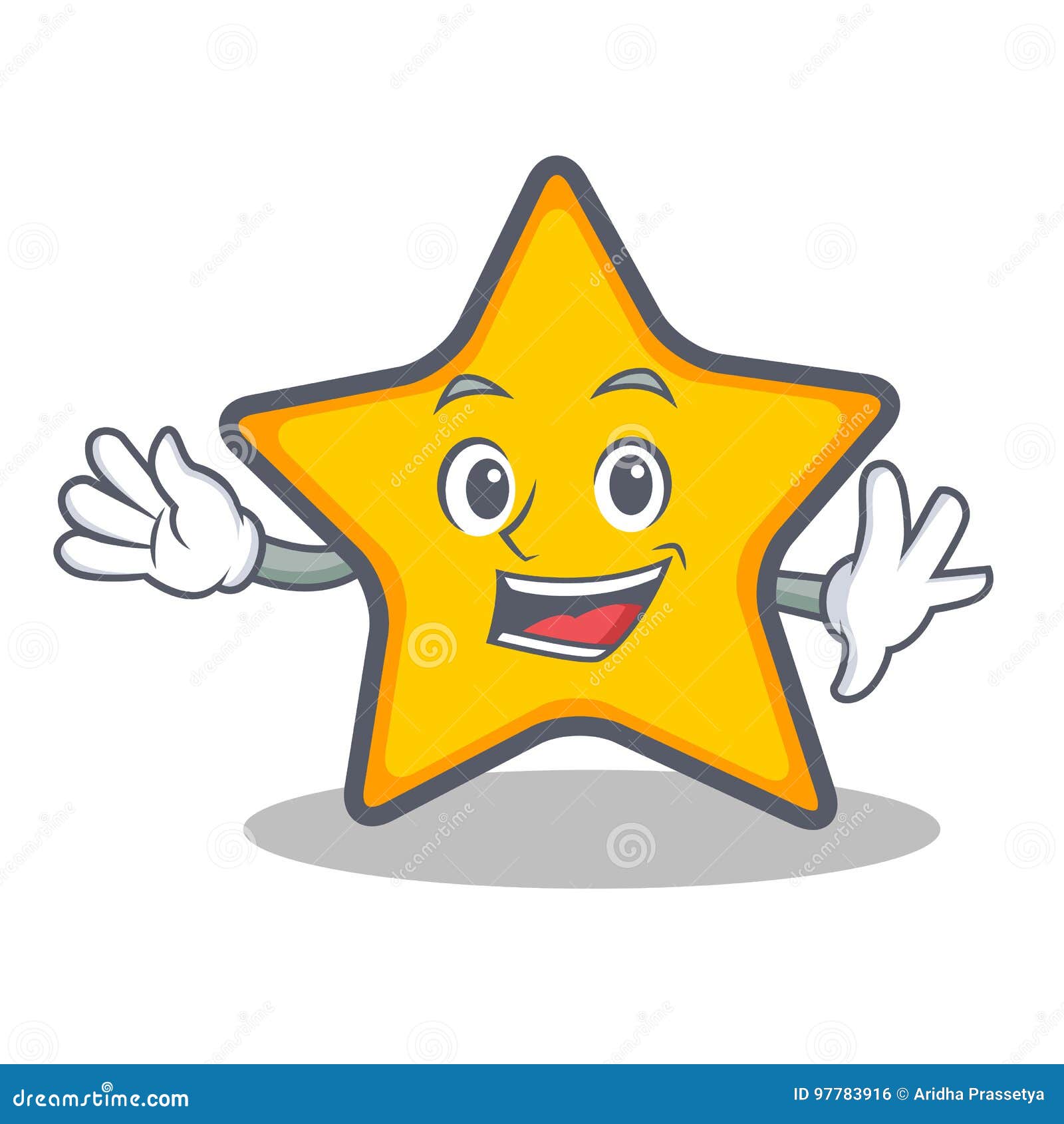Waving Star Character Cartoon Style Stock Vector - Illustration of ...