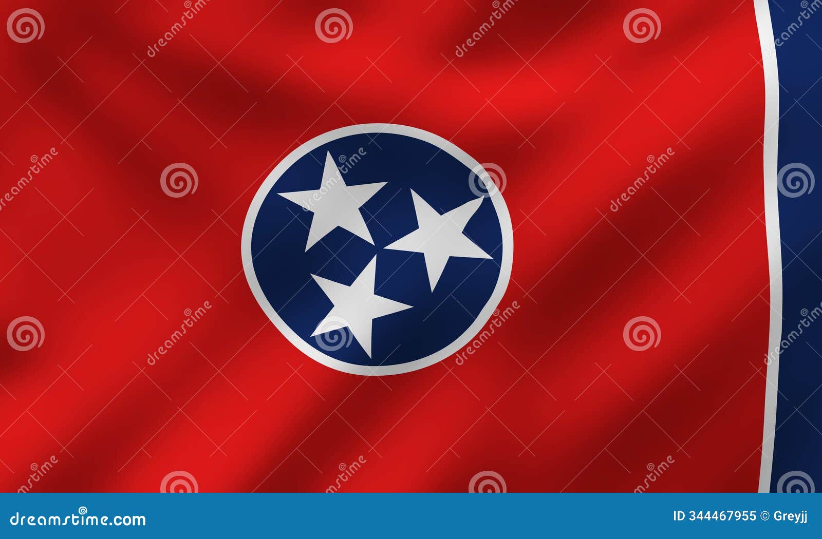 Waving State Flag of Tennessee, the Tri-Star Flag Stock Illustration ...