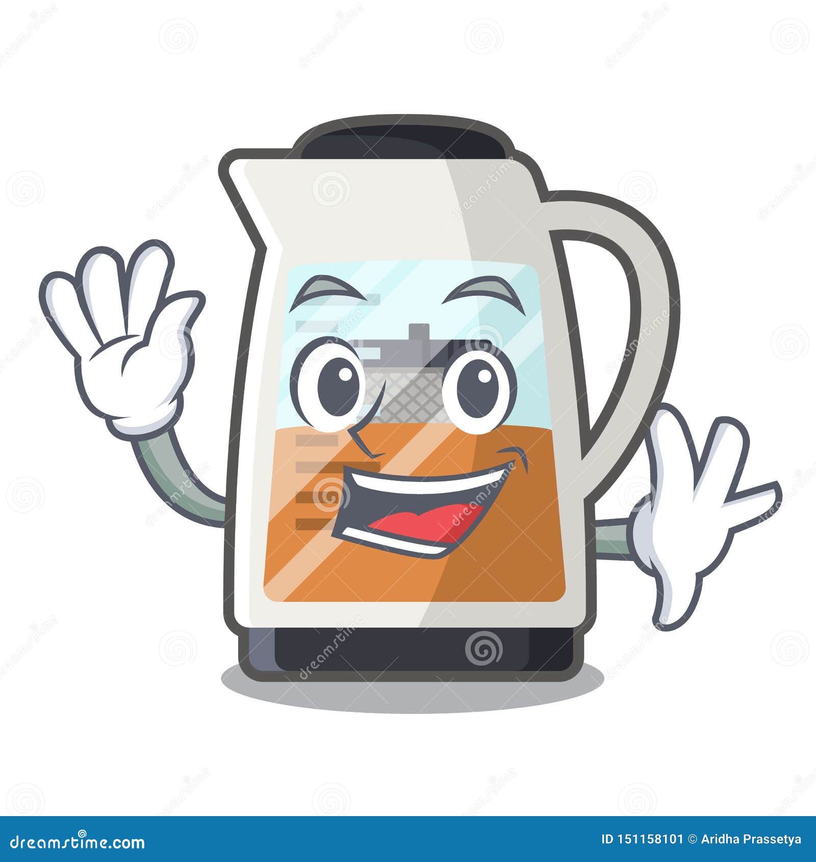 Waving Tea Maker in the Cartoon Shape Stock Vector - Illustration of ...
