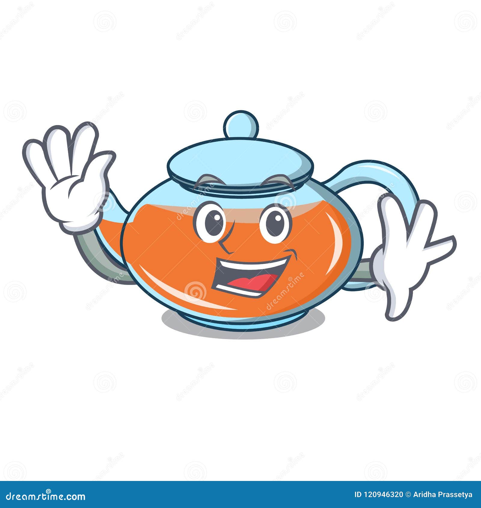 Waving Transparent Teapot Character Cartoon Stock Vector - Illustration ...