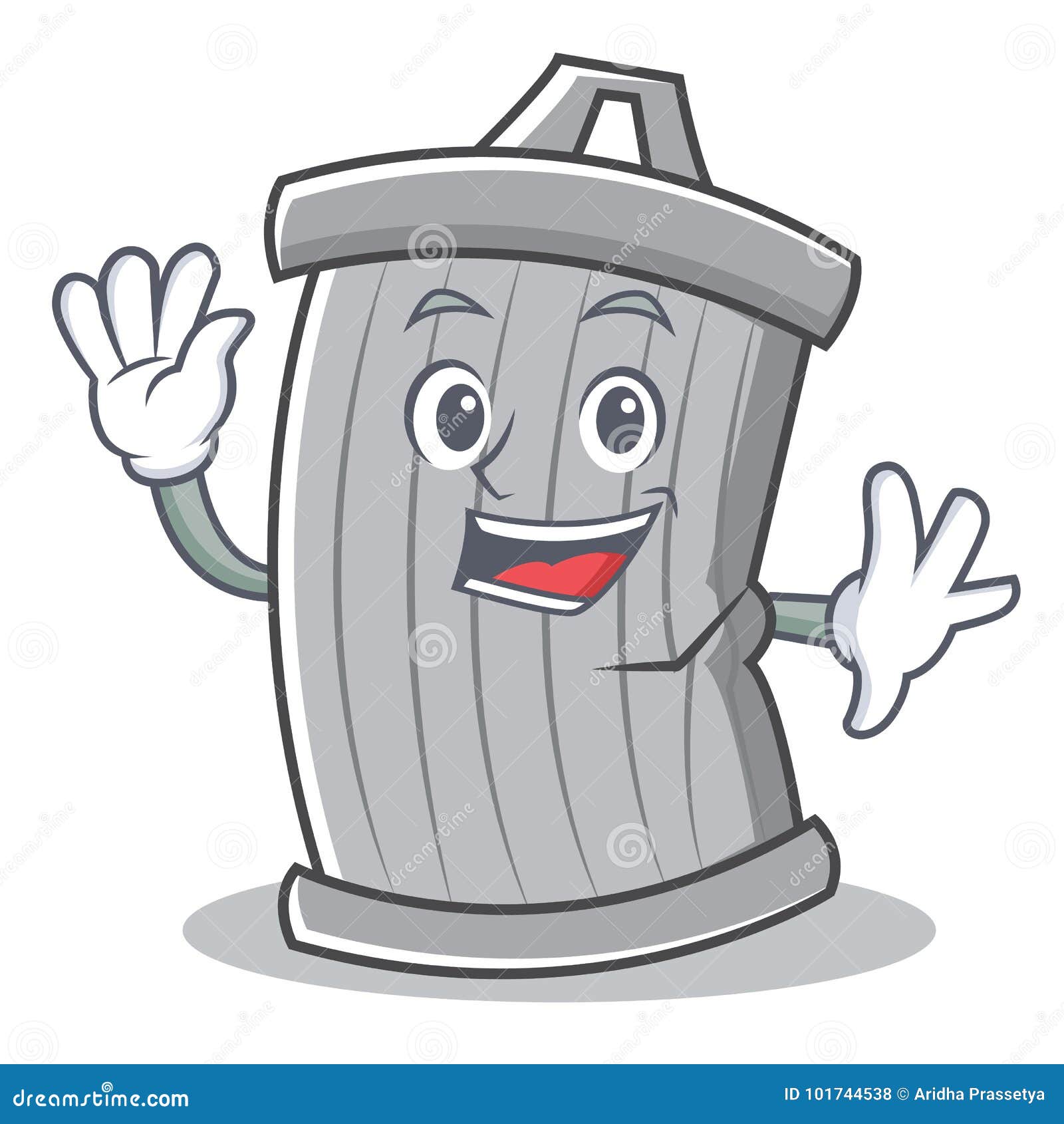 Waving Trash Character Cartoon Style Vector Illustration ...