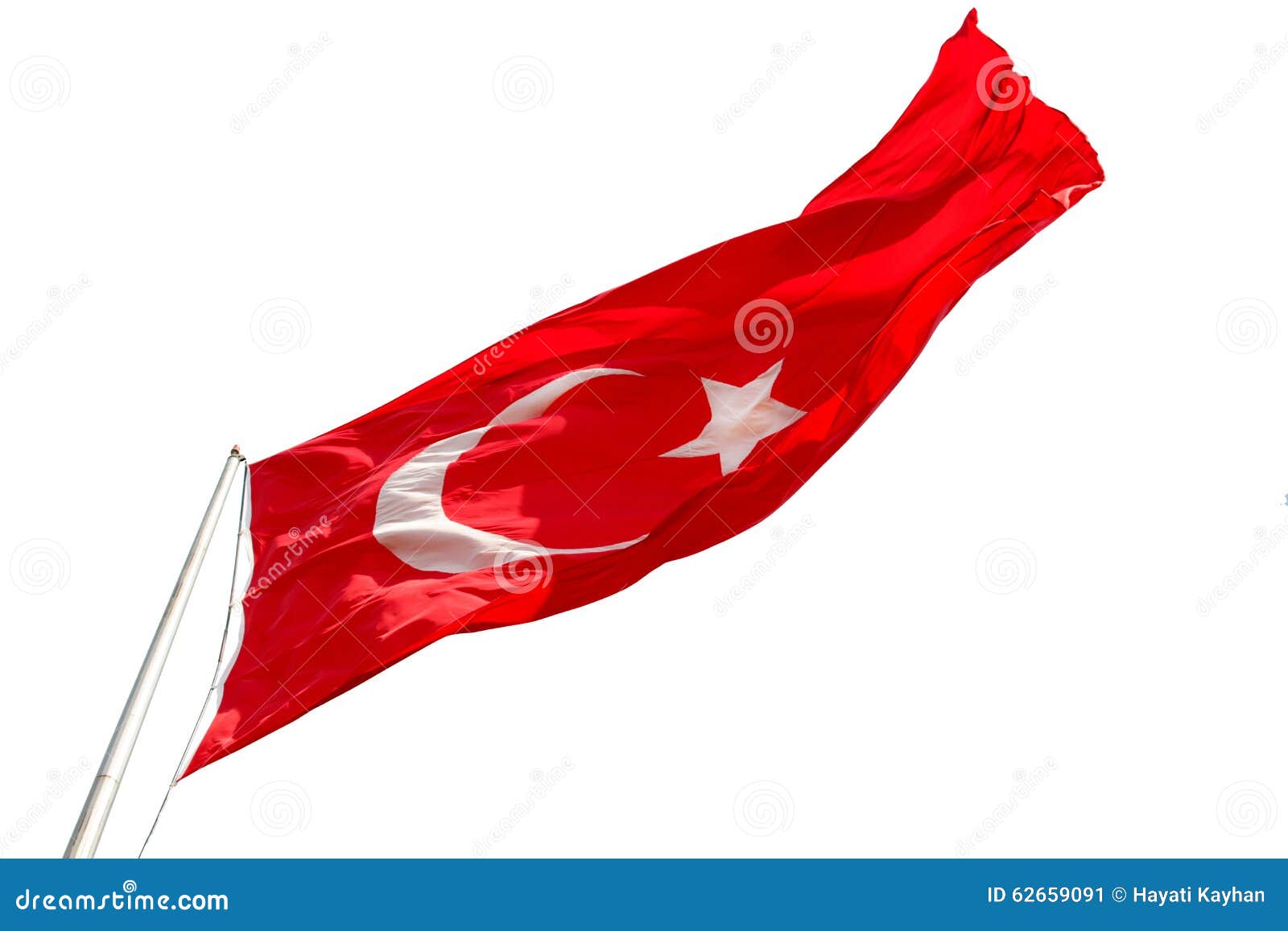 Waving Turkish Flag on White Background Stock Image - Image of ottoman ...