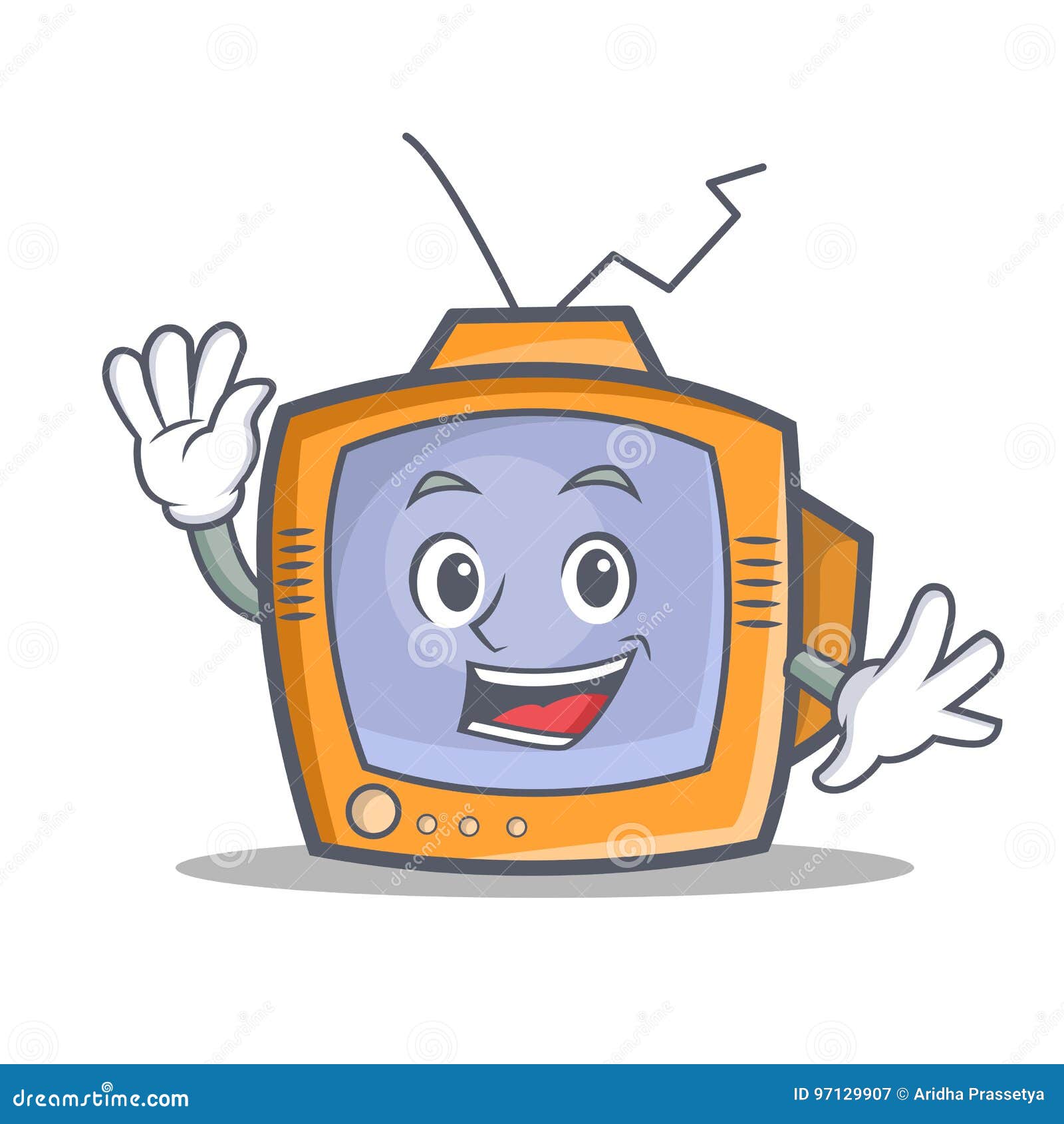 Waving TV Character Cartoon Object Stock Vector - Illustration of ...